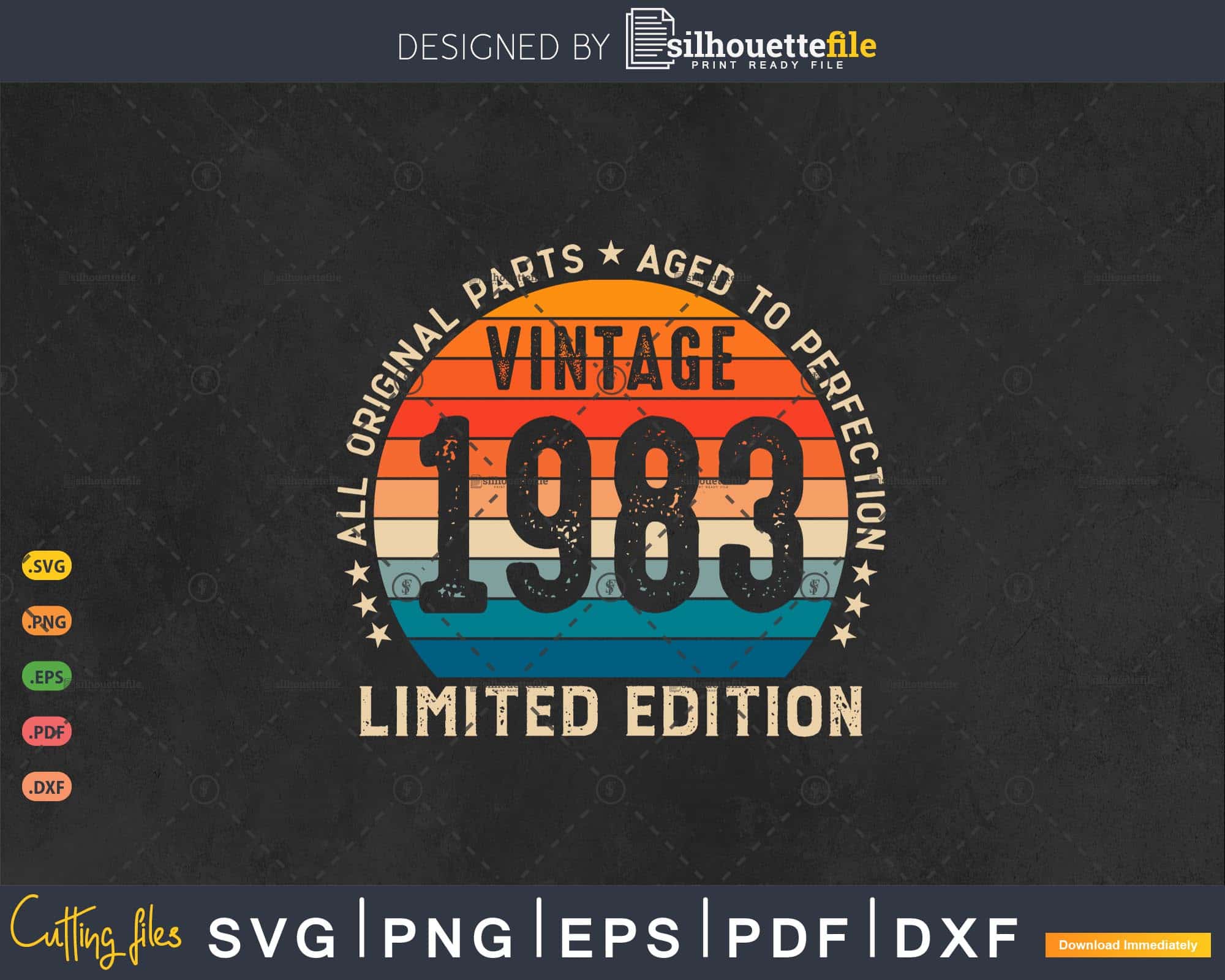 40 Year Old Gifts Vintage 1983 Limited Edition 40th Birthday Svg | Silhouettefile
