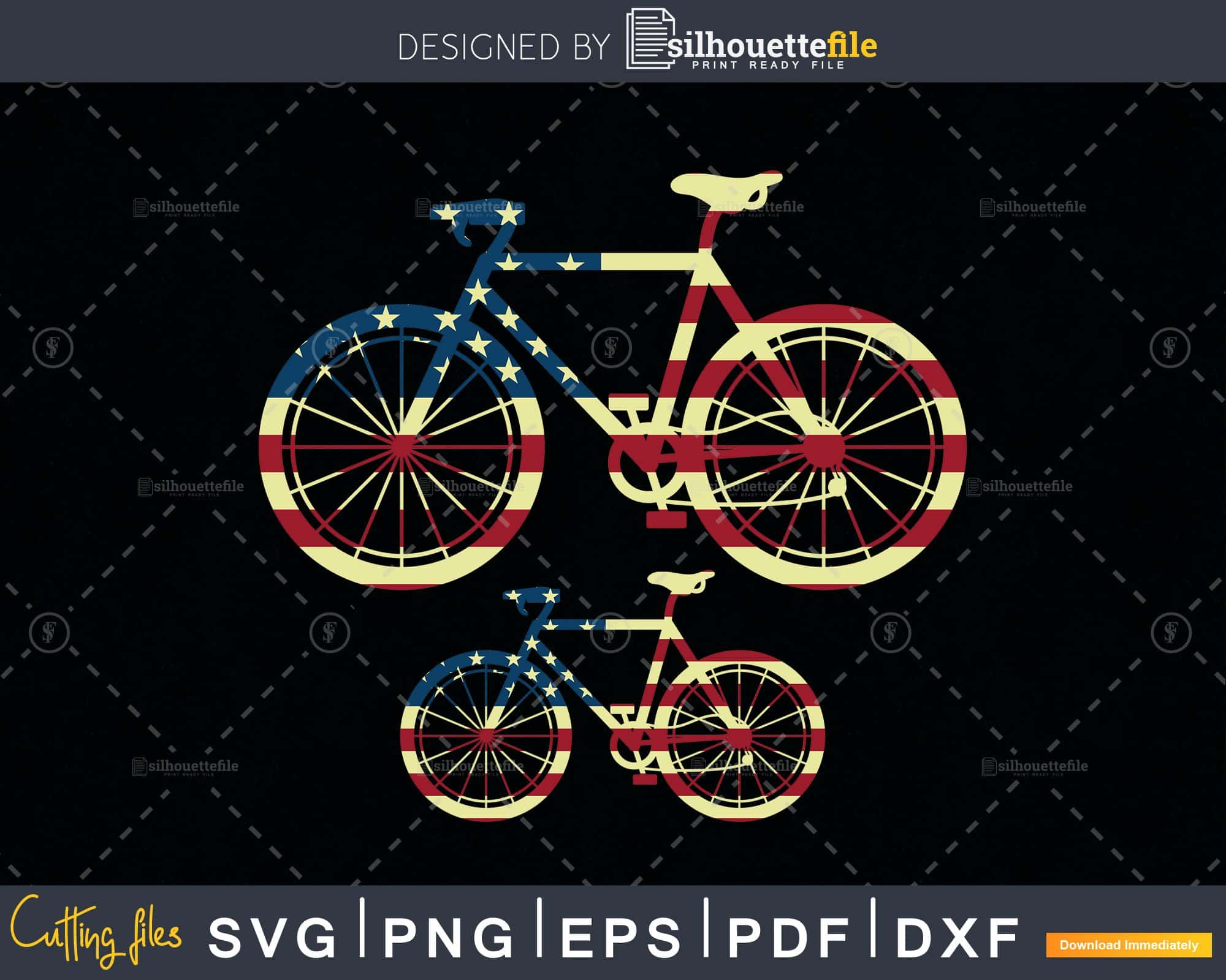 American Flag Bicycle 4th of July Gift Ideas svg design | SilhouetteFile