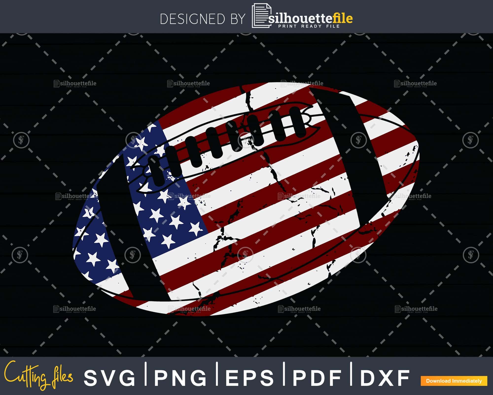 American Football 4th July American Flag Patriotic svg png dxf files ...