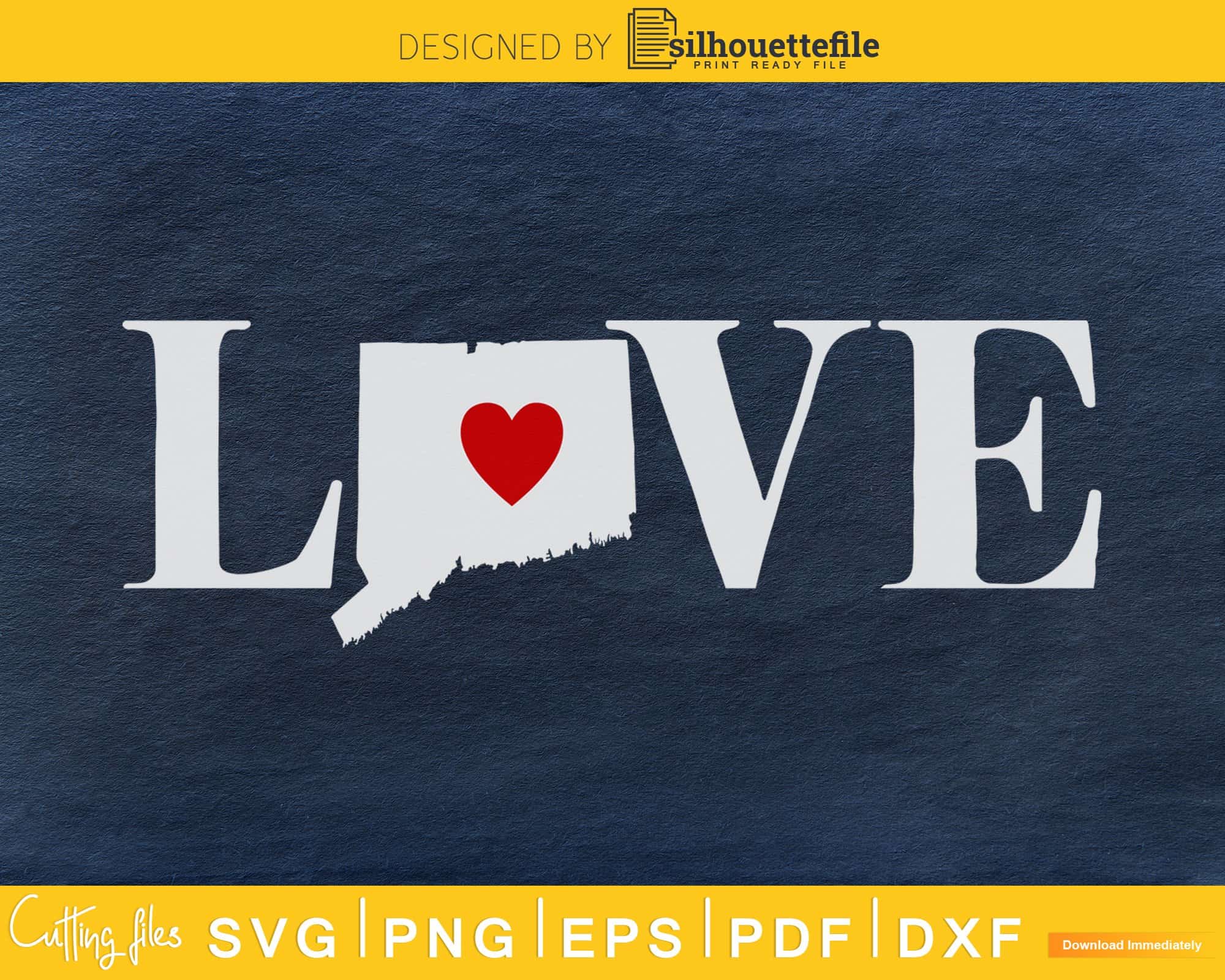Connecticut CT Love Home Heart Native Map svg cricut files by ...