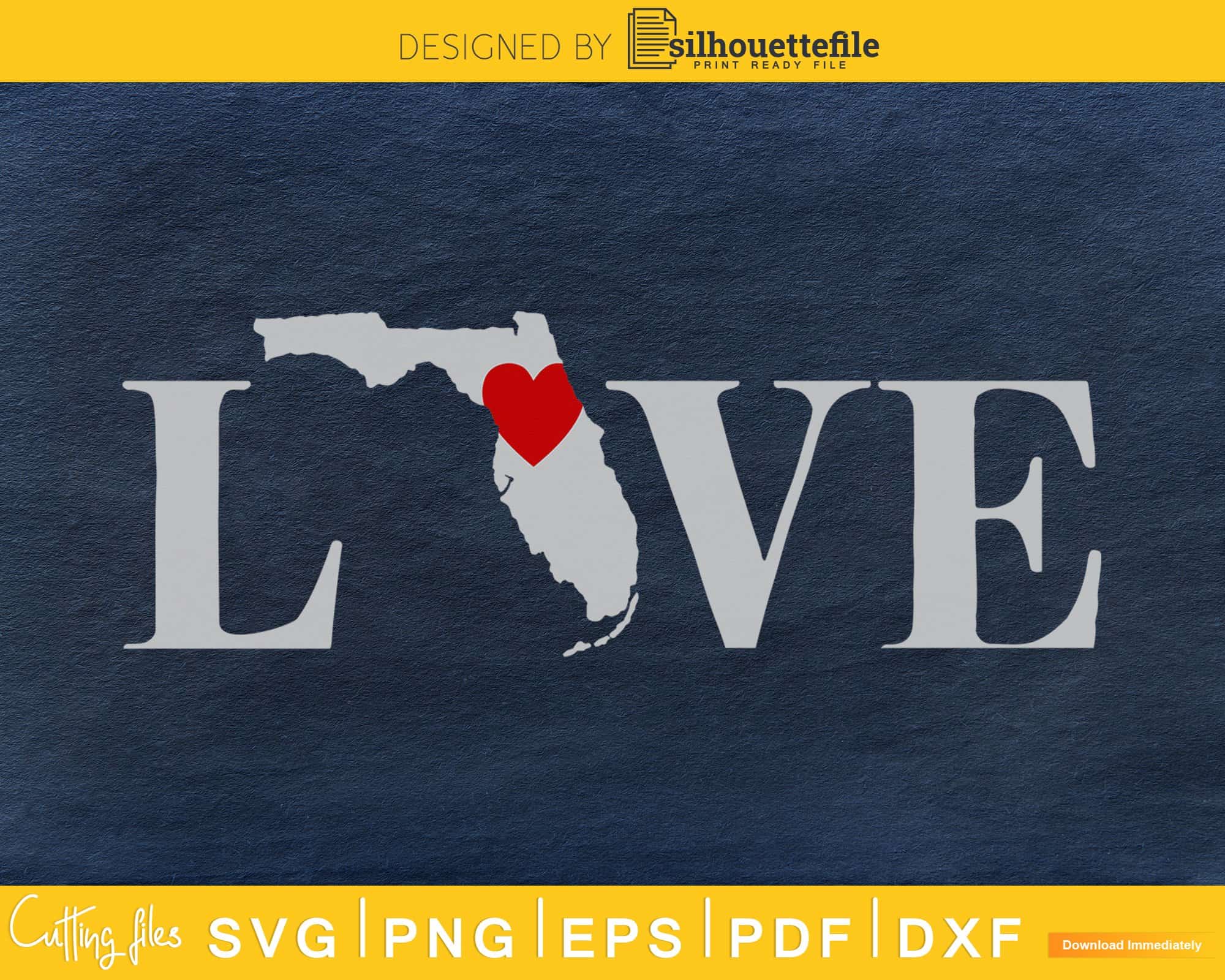 Florida FL Love Home Heart Native Map svg cutting files by ...