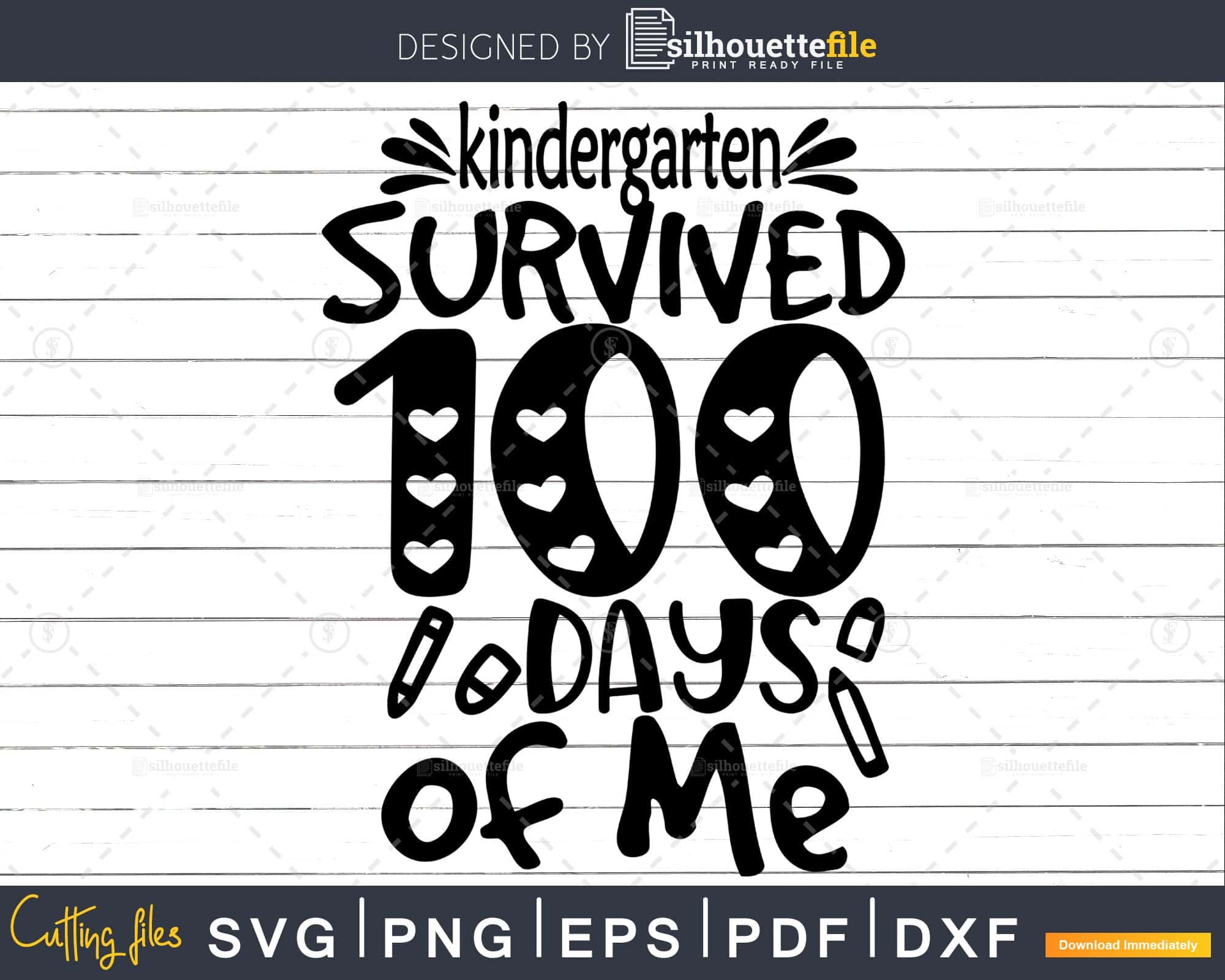 kindergarten Grade survived 100 days of me Svg Instant download cut ...