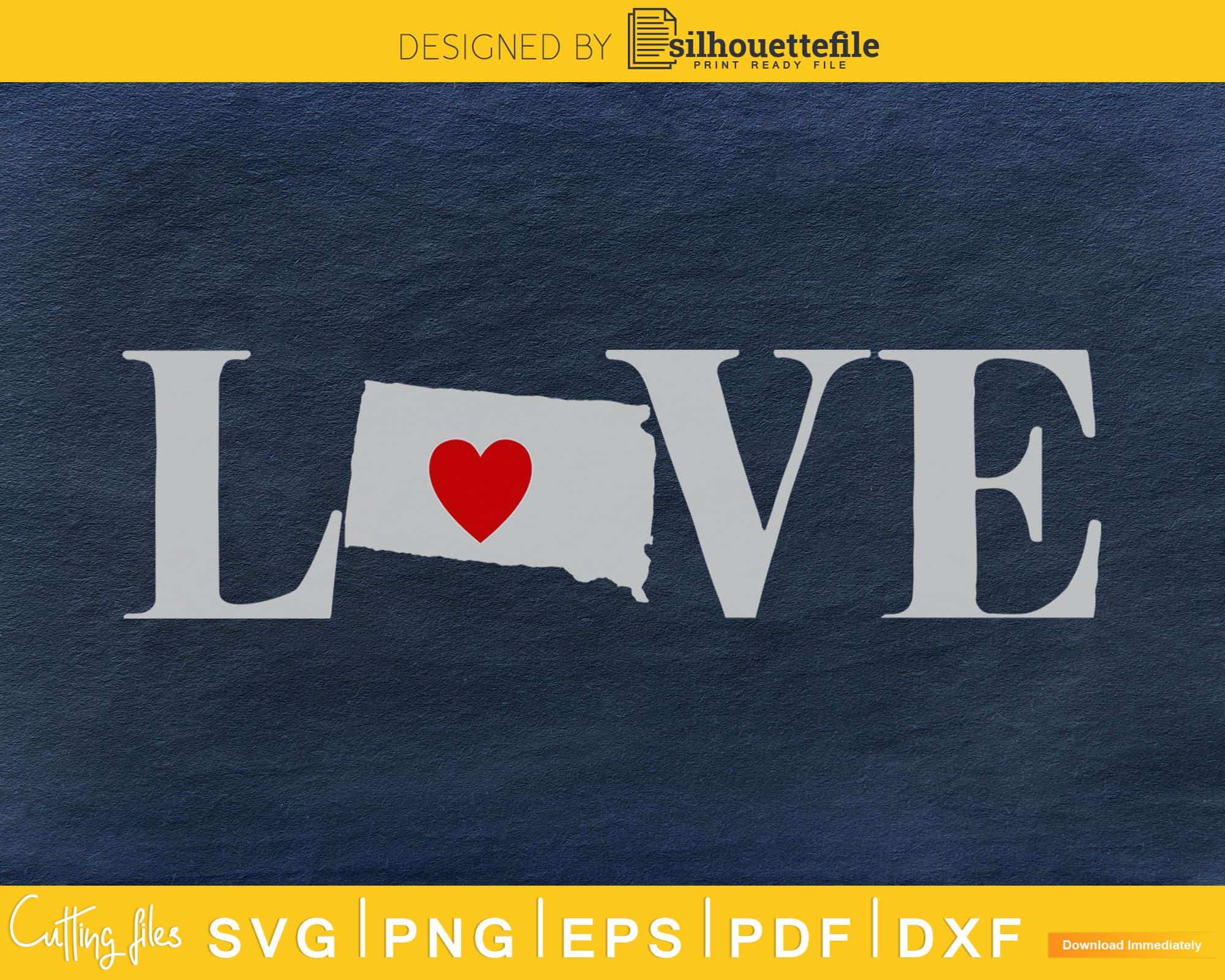 South Dakota SD Love Home Heart Native Map svg cricut cut digital files ...