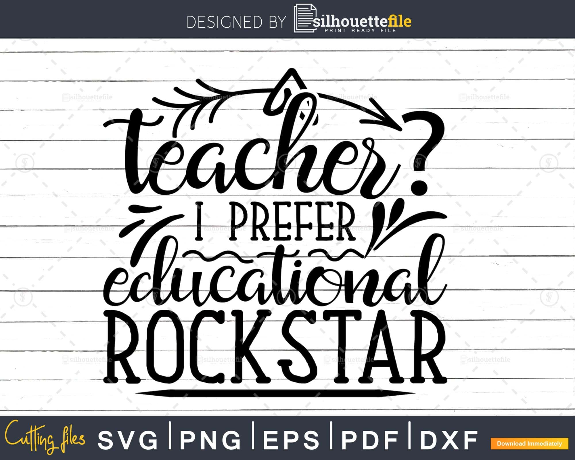 Teacher I Prefer Educational Rockstar Svg Teaching Life Svg Cut Files ...