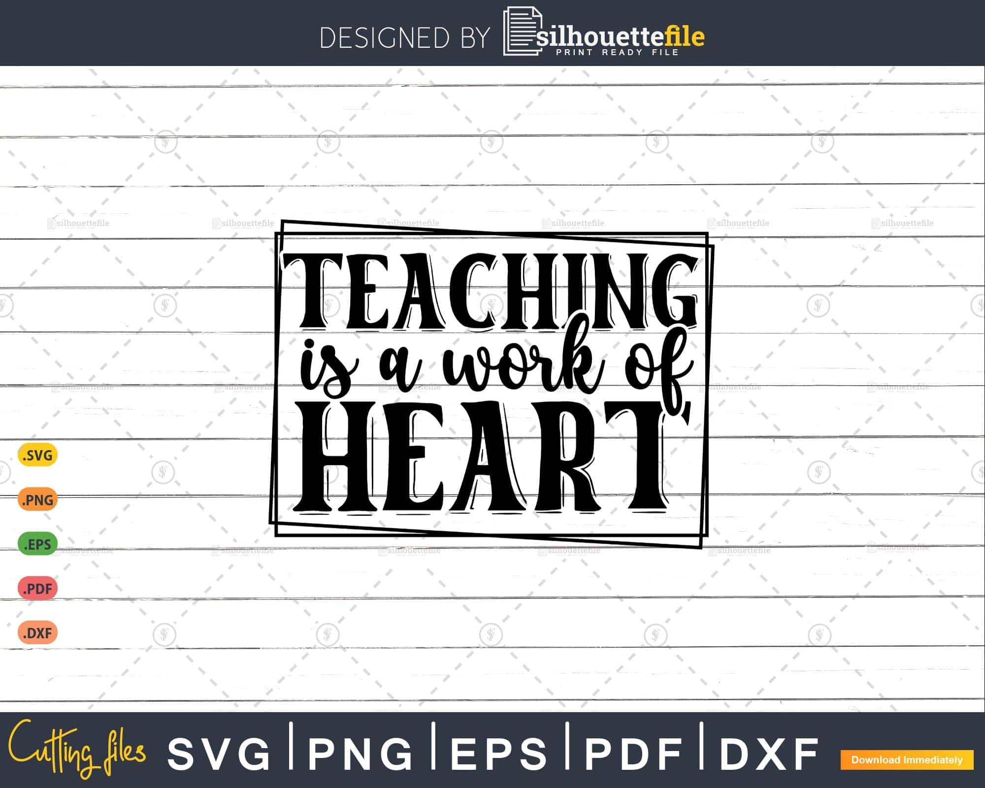Teaching is a work of heart Svg Png Cricut File | Silhouettefile
