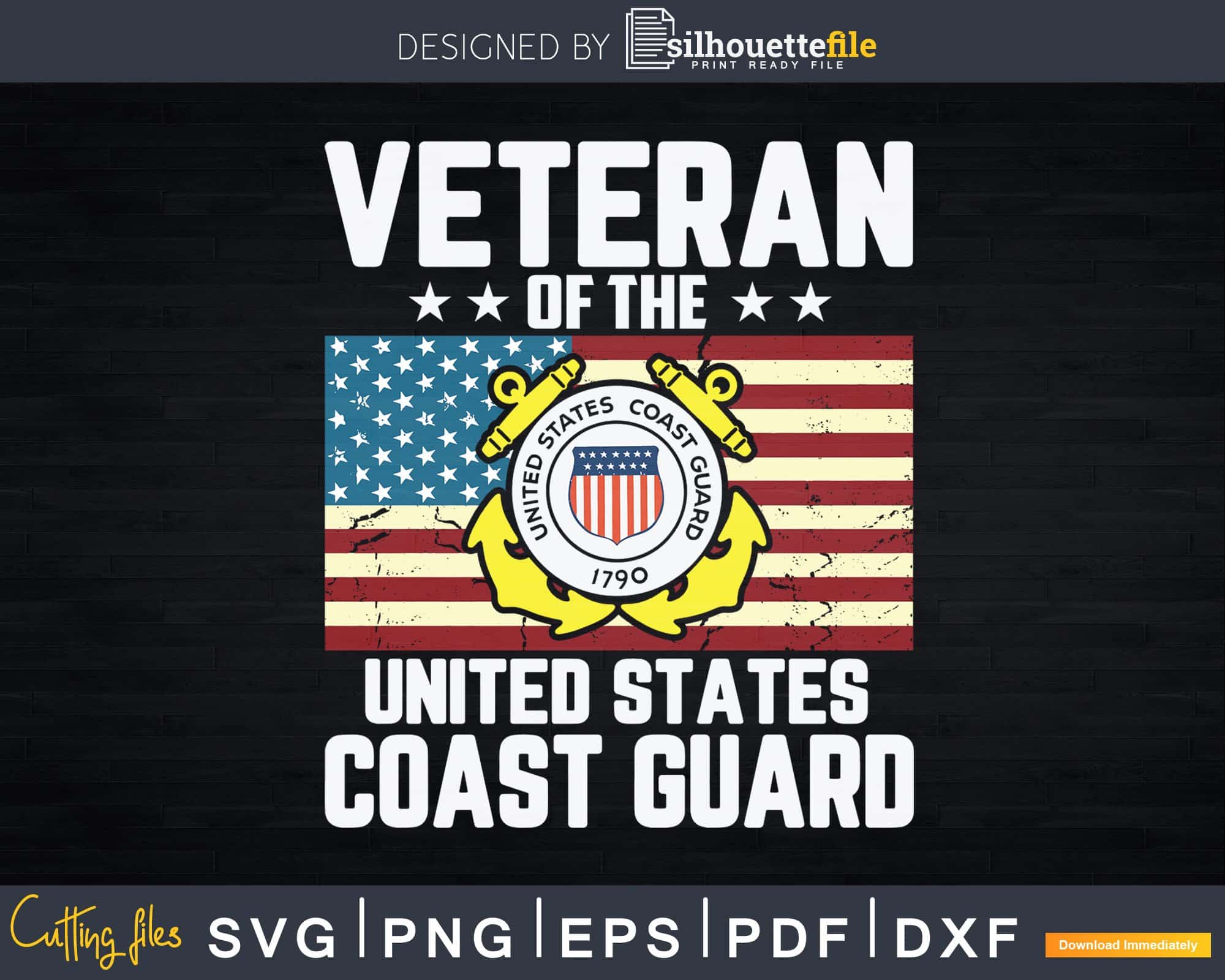 Veteran Of The United States Coast Guard American Flag Svg Cut Files ...