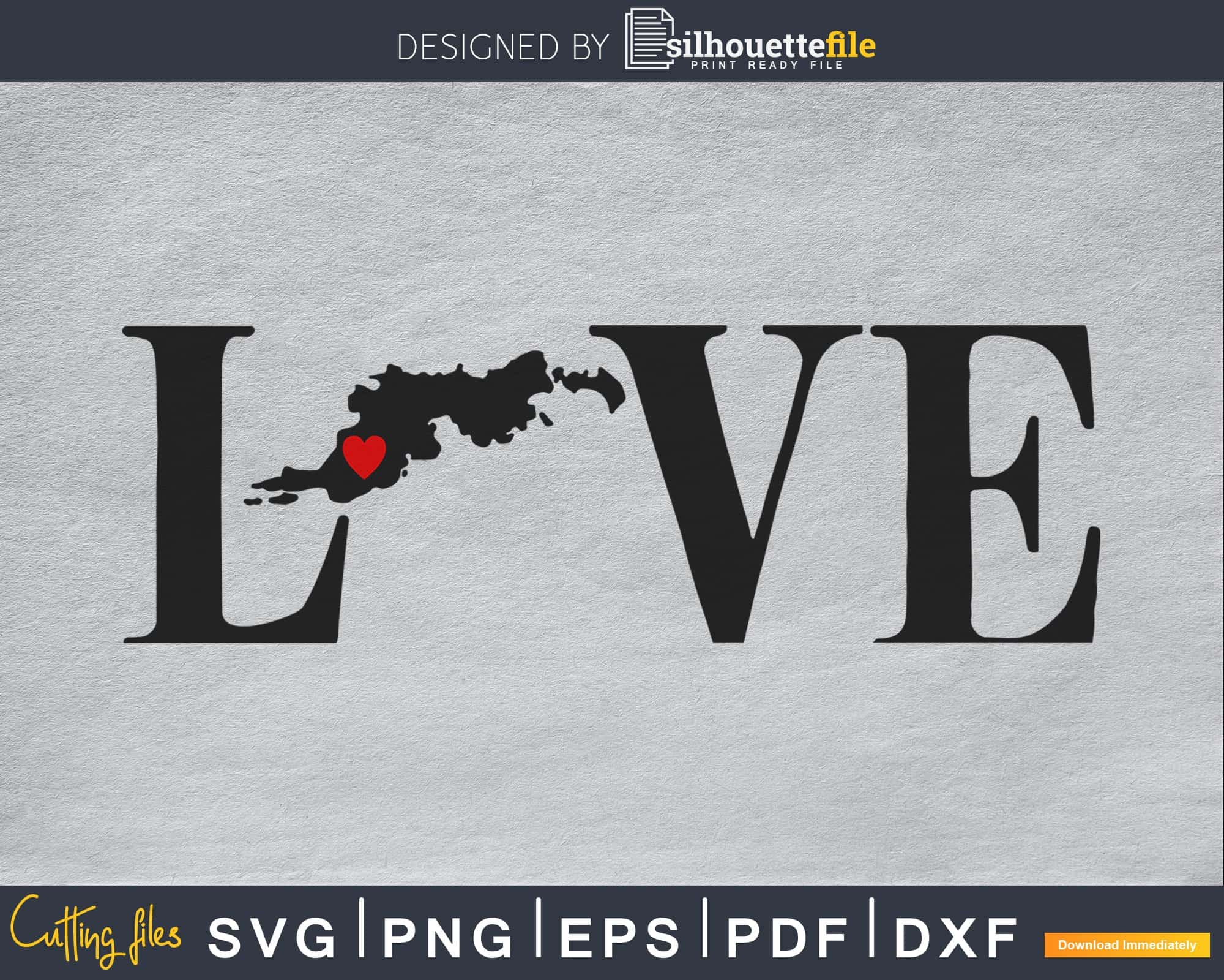 Virgin Islands VI Love Home Heart Native Map svg files by ...