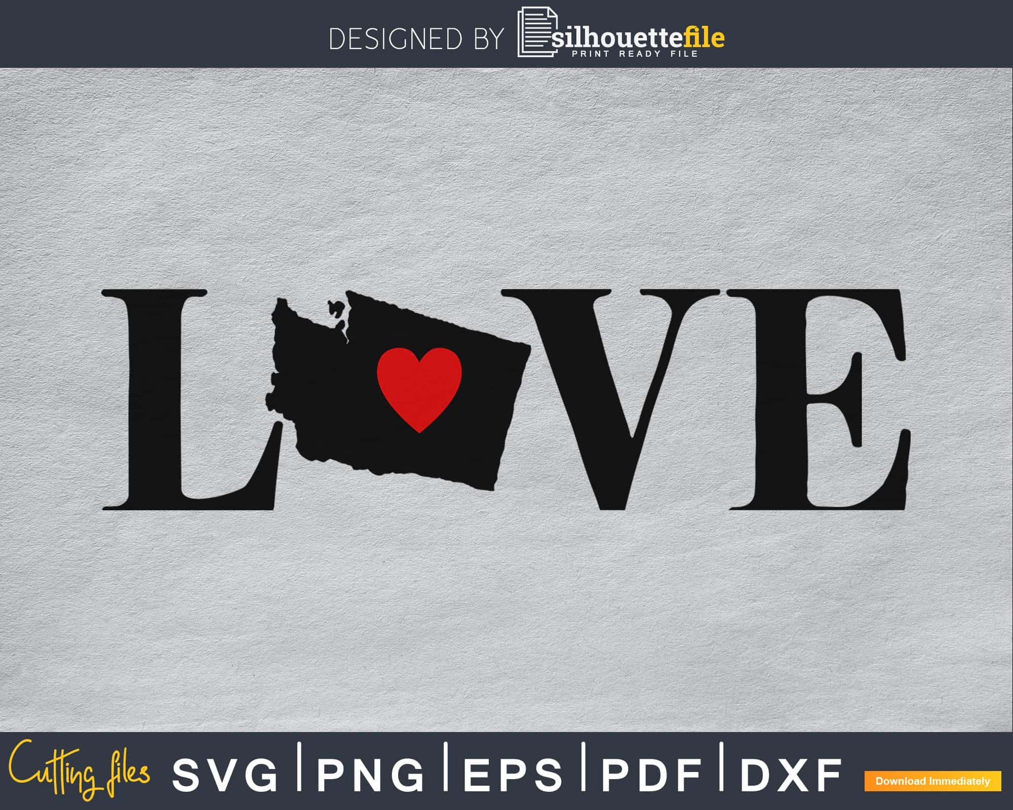 Washington WA Love Home Heart Native Map svg cricut cuttable digital ...