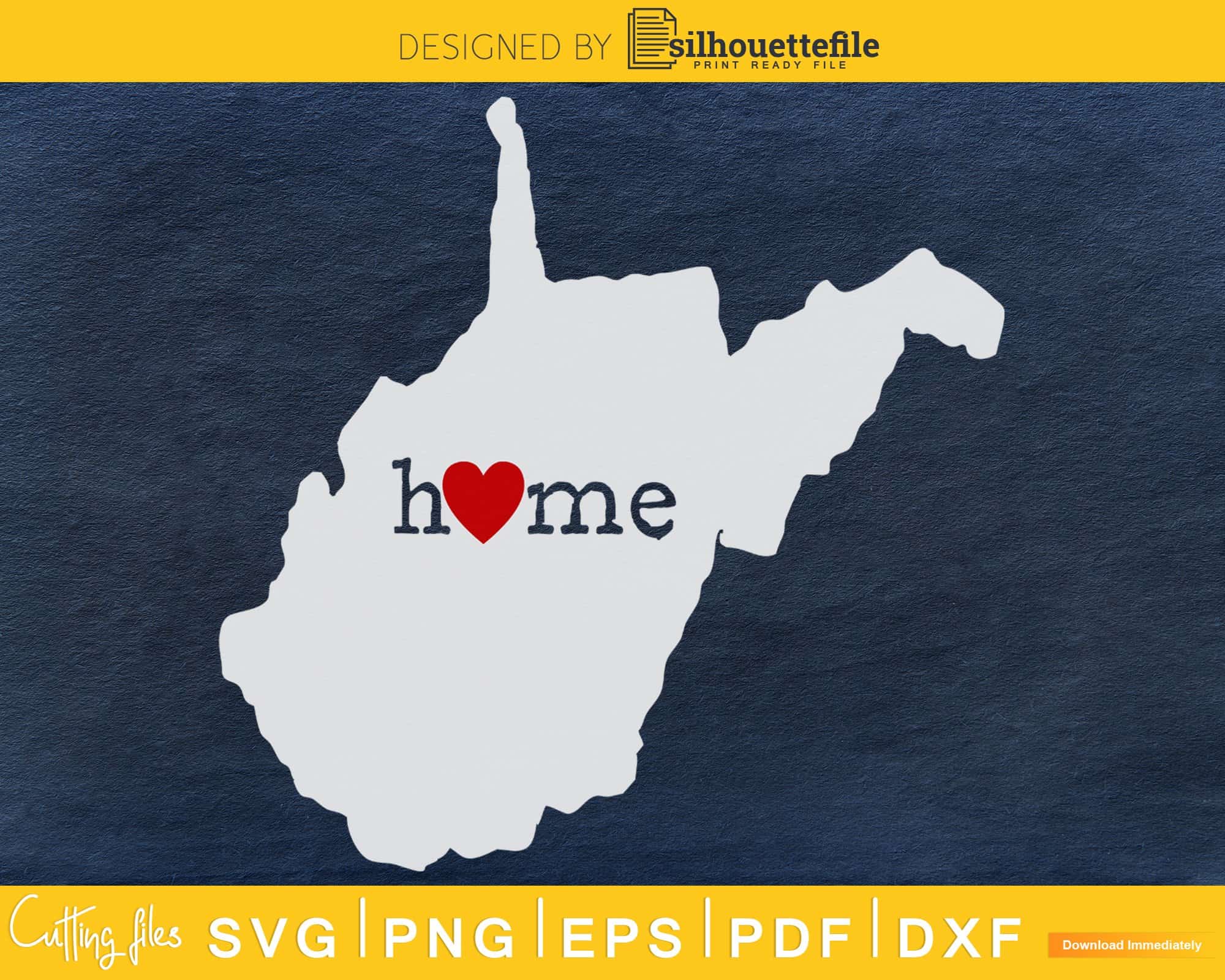 West Virginia WV Home Heart Native Map svg dxf cutting files by ...