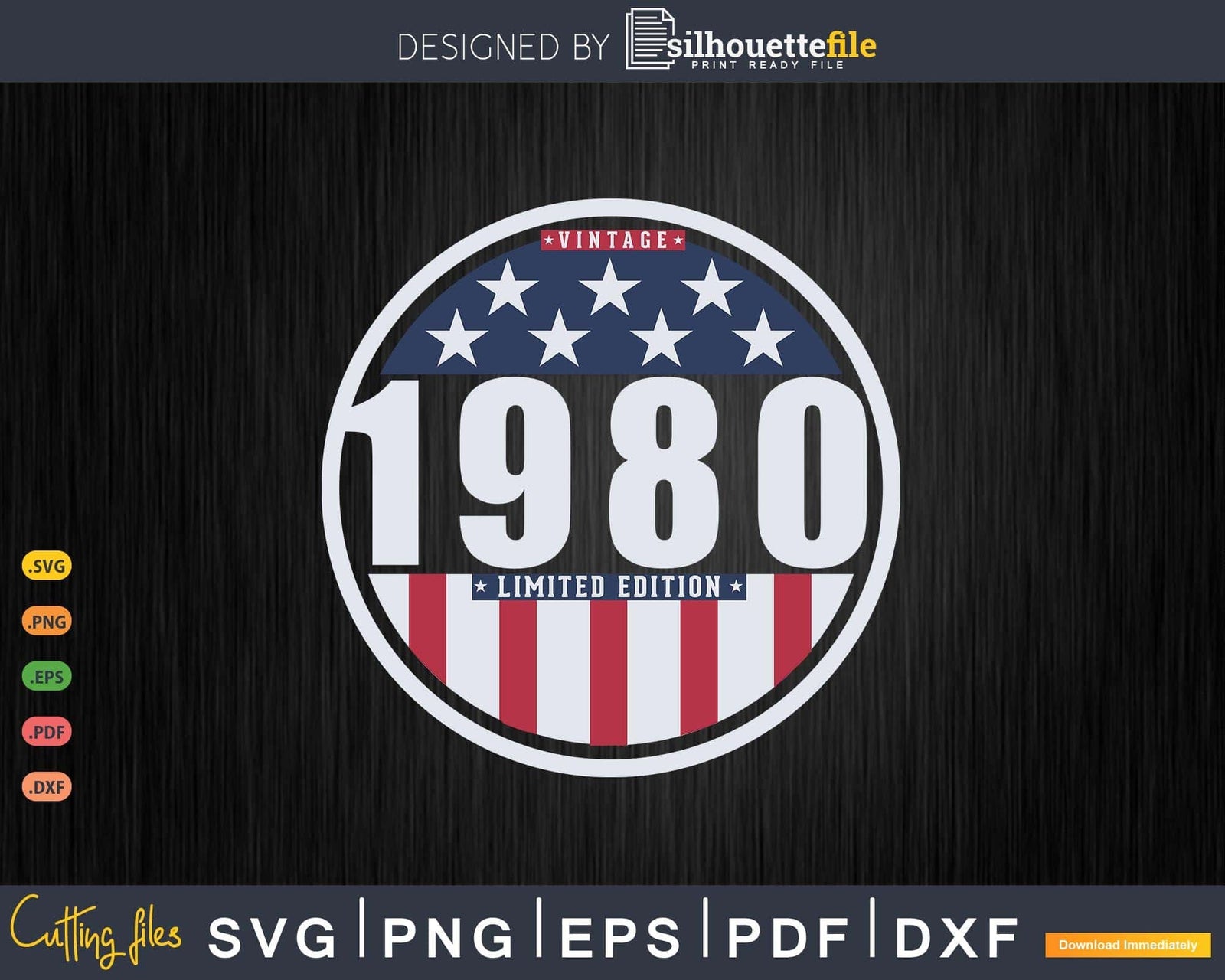 43 Years Old Vintage 1980 US Flag 43rd Birthday Anniversary Svg Crafts ...