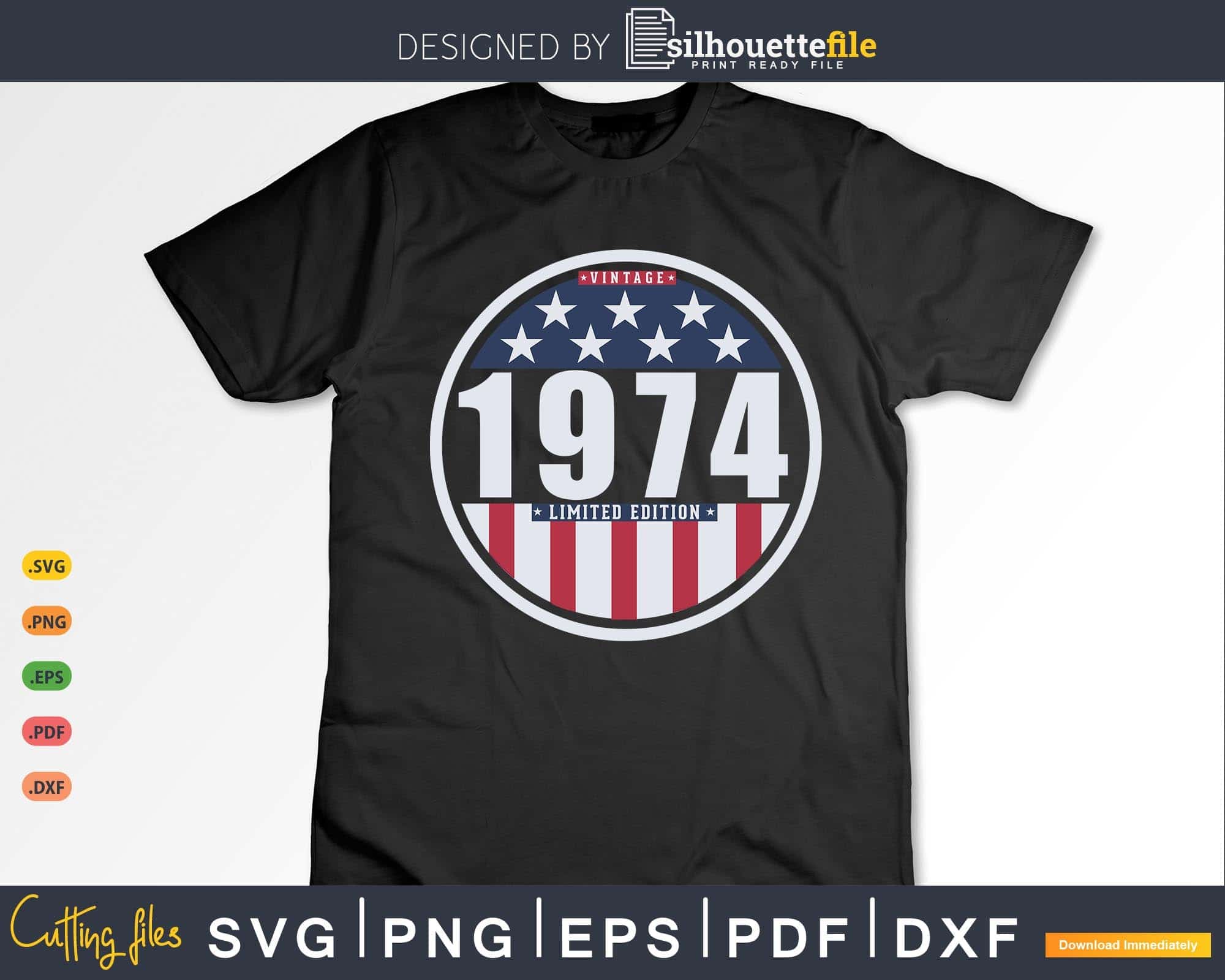 49 Years Old Vintage 1974 US Flag 49th Birthday Anniversary Svg Crafts ...
