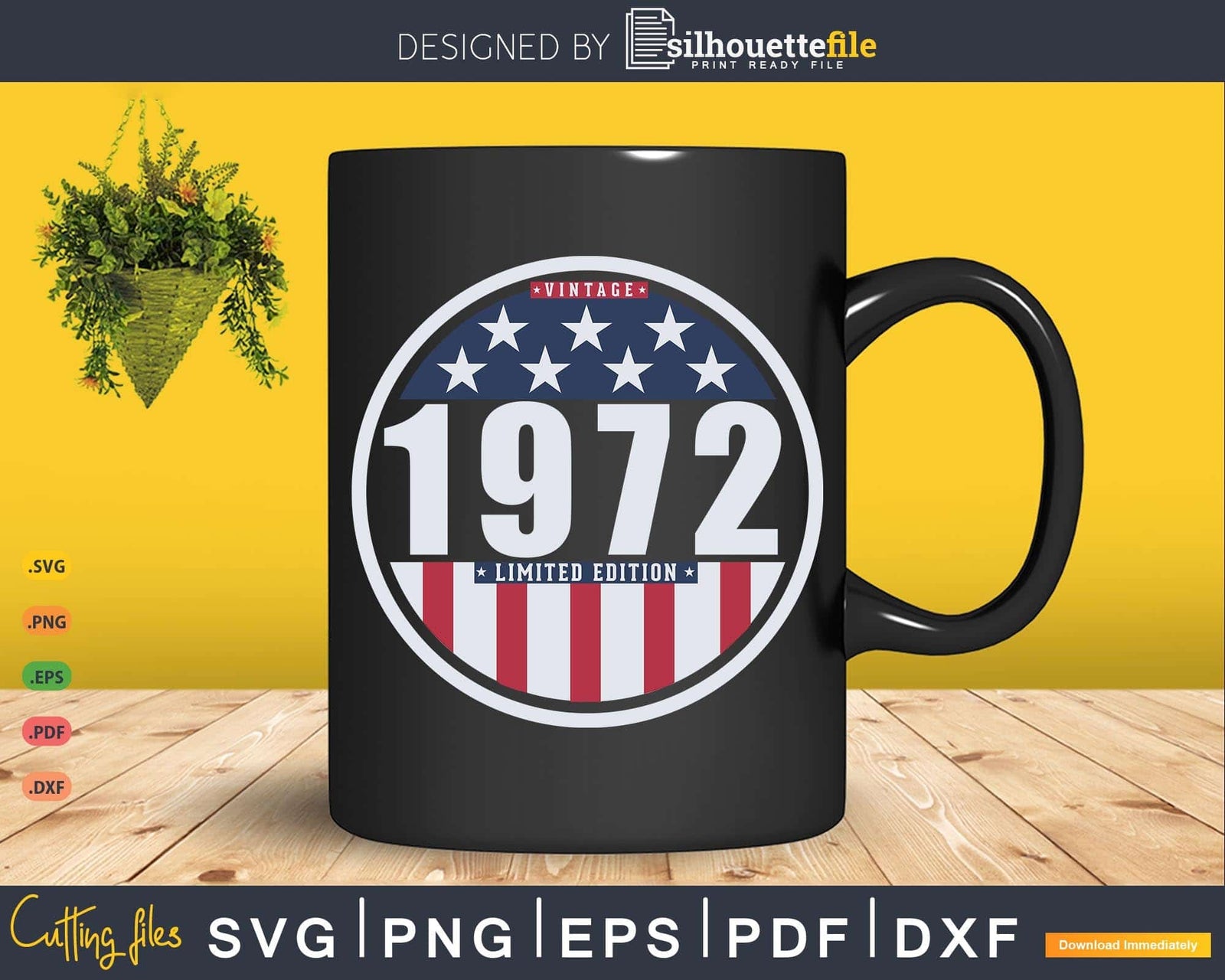51 Years Old Vintage 1972 US Flag 51st Birthday Anniversary Svg Crafts ...