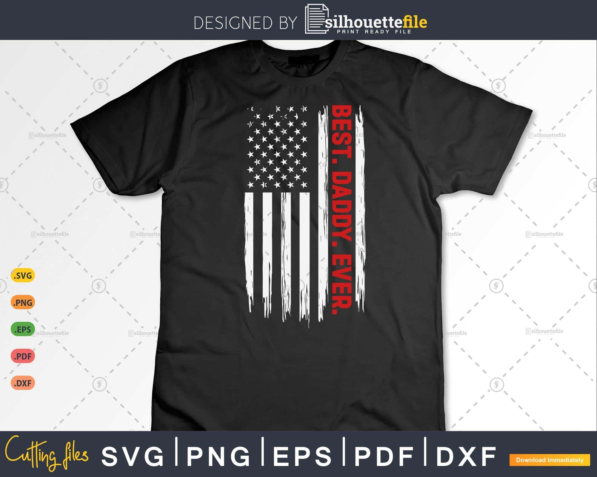 American Flag Red Line Firefighter Best Daddy Ever Vector T-shirt ...