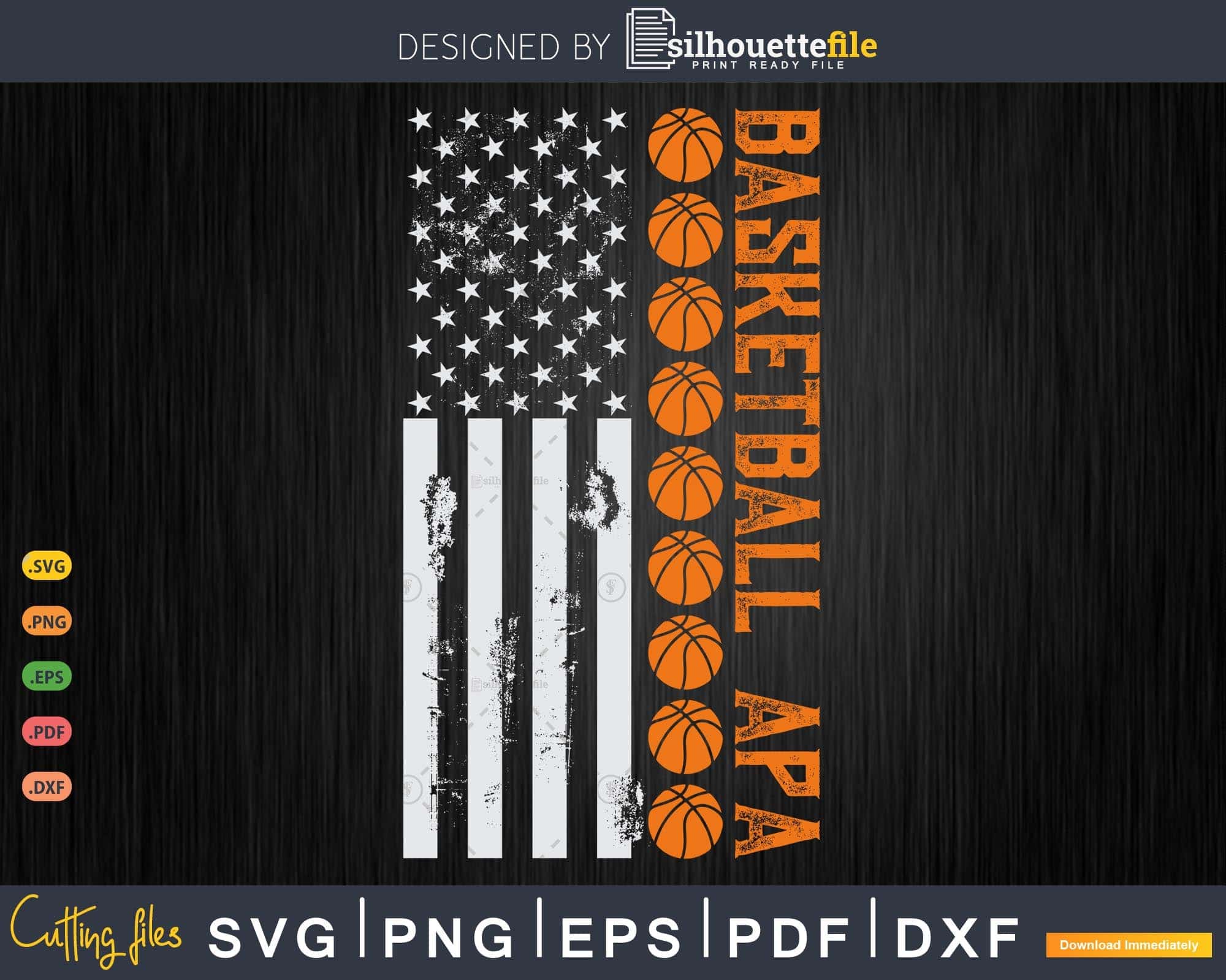 American Flag Vintage Basketball Flag Apa Father's Day 4th of July Svg ...