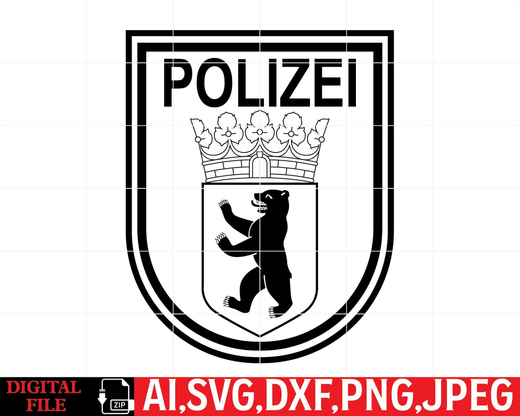 Berlin Police Patch Vector CNC Files for Wood Work | Silhouettefile