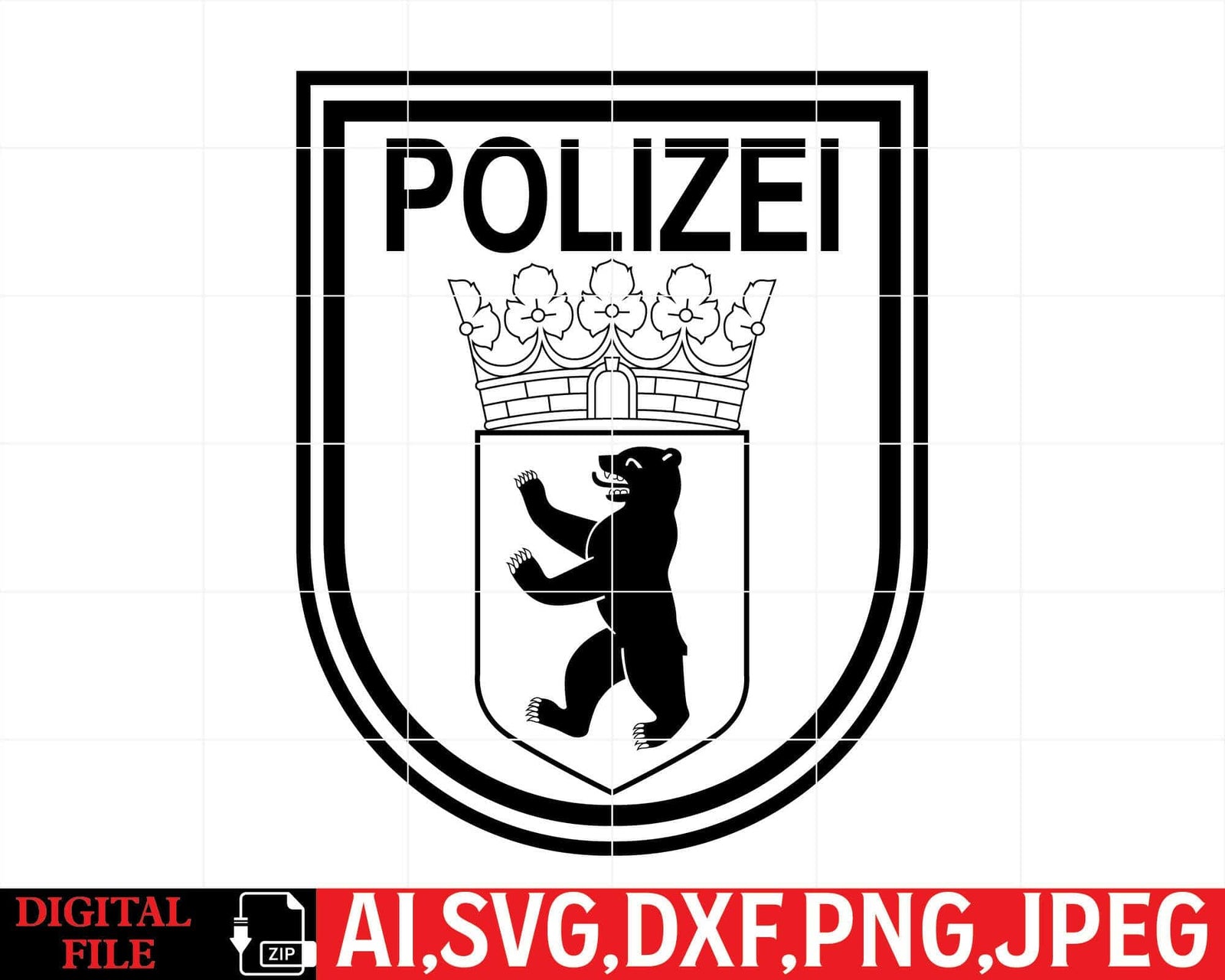 Berlin Police Patch Vector CNC Files for Wood Work | Silhouettefile