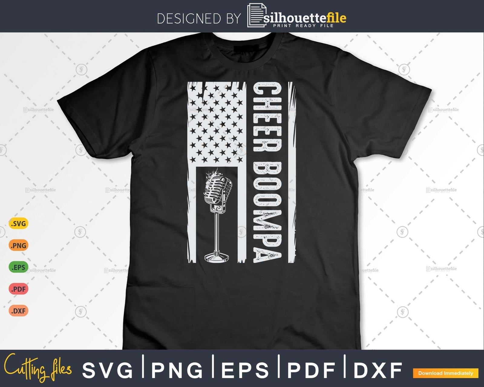 Cheer Boompa Vintage American Flag Cheerleader Svg Cut Files ...