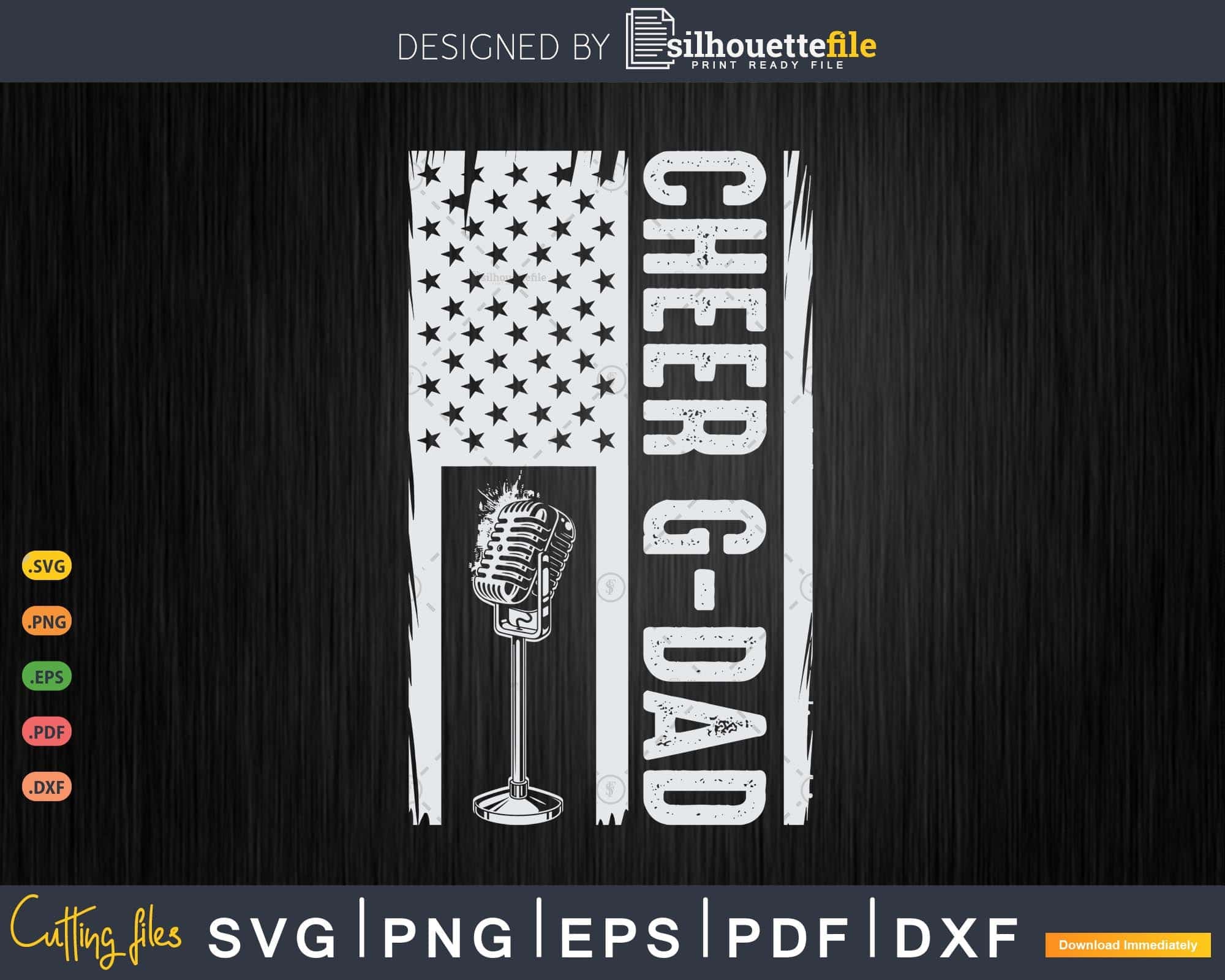 Cheer G-dad Vintage American Flag Father Cheerleader Svg Cut Files ...