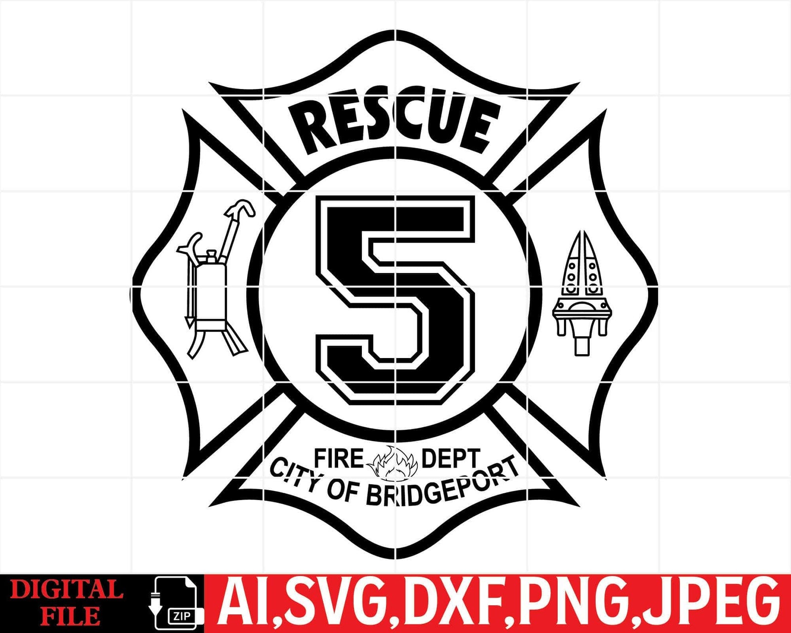 City of Bridgeport Fire Rescue Badge | Silhouettefile