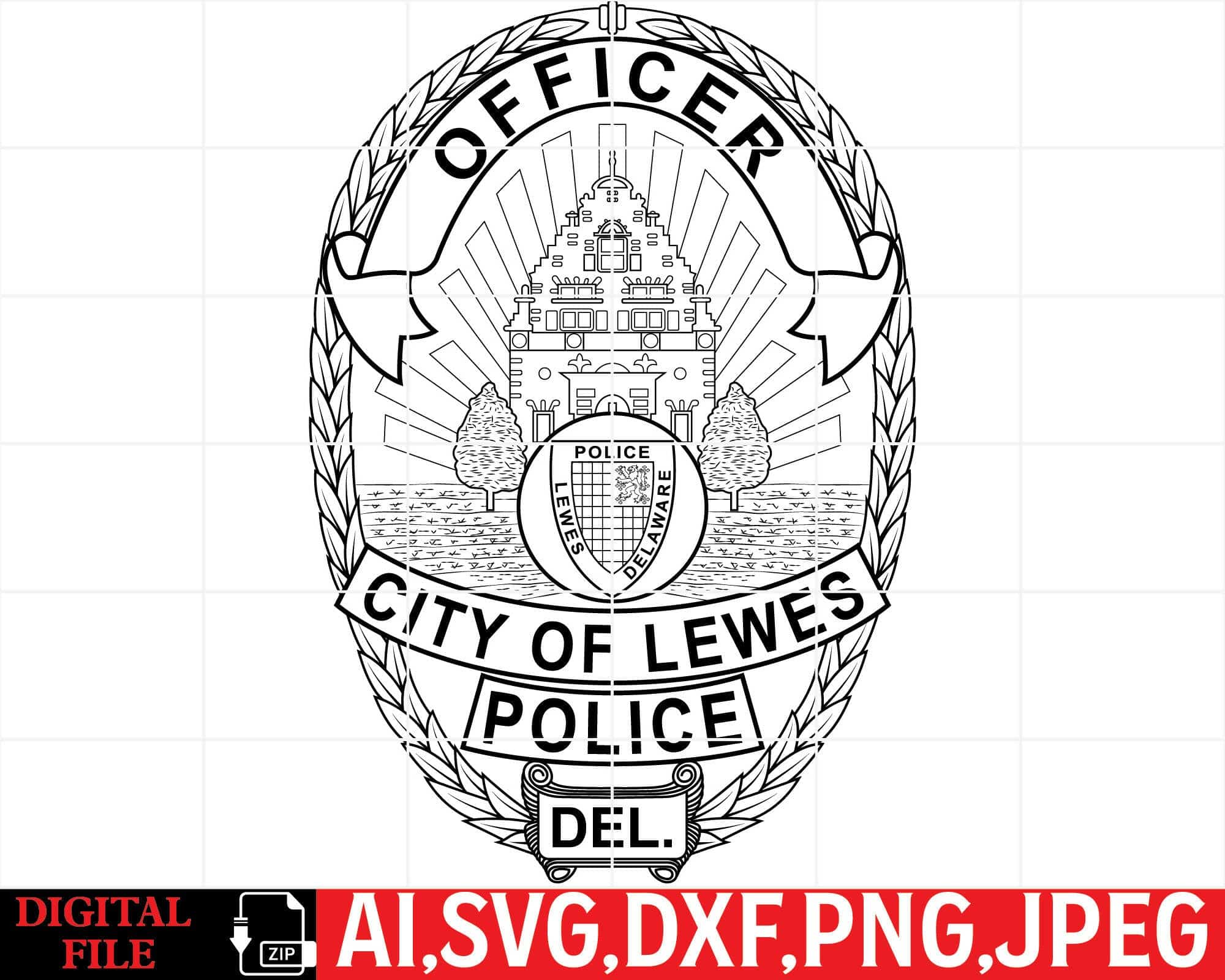City of Lewes Police Officer Badge | Silhouettefile