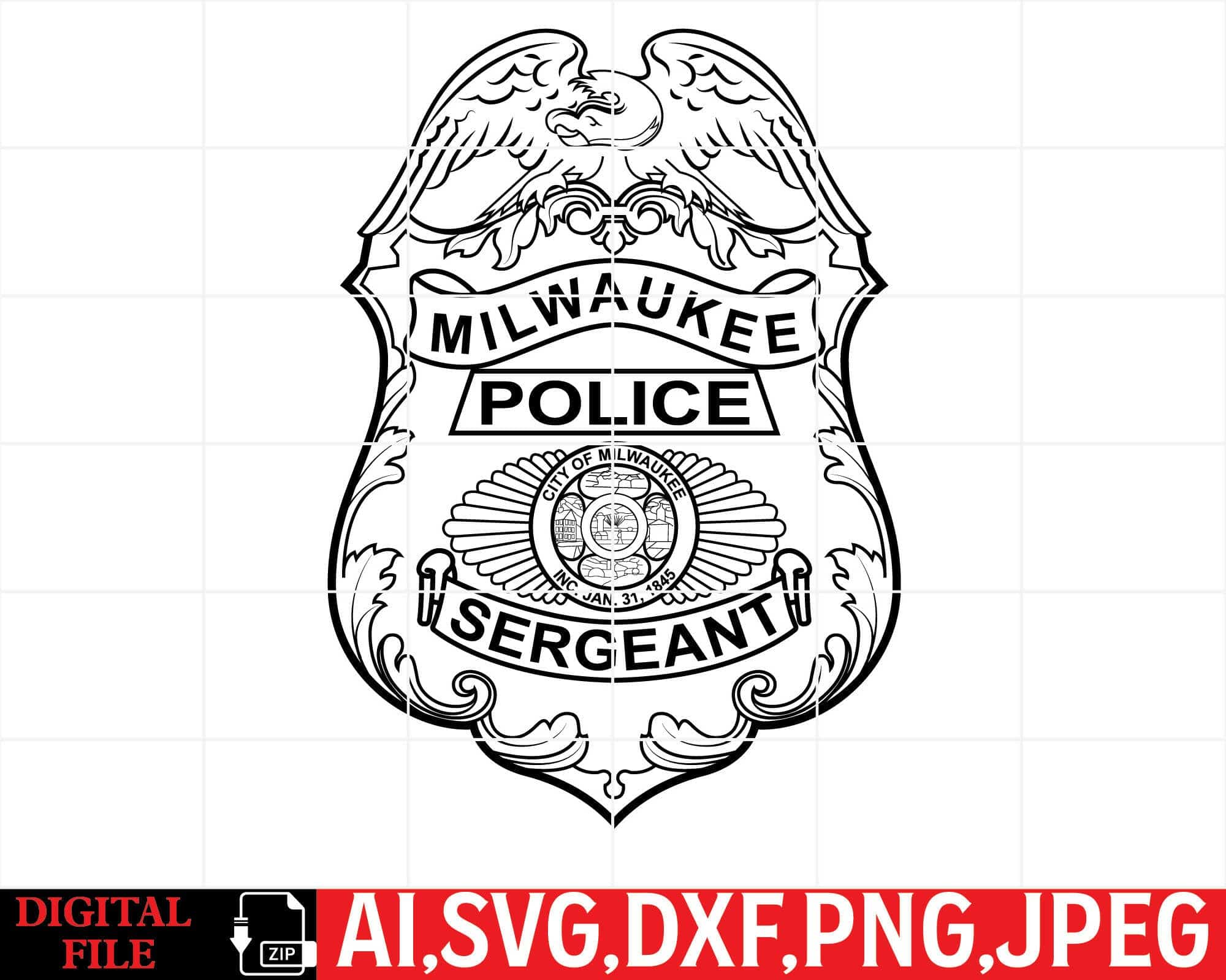 City of Milwaukee Police Sergeant Badge | Silhouettefile