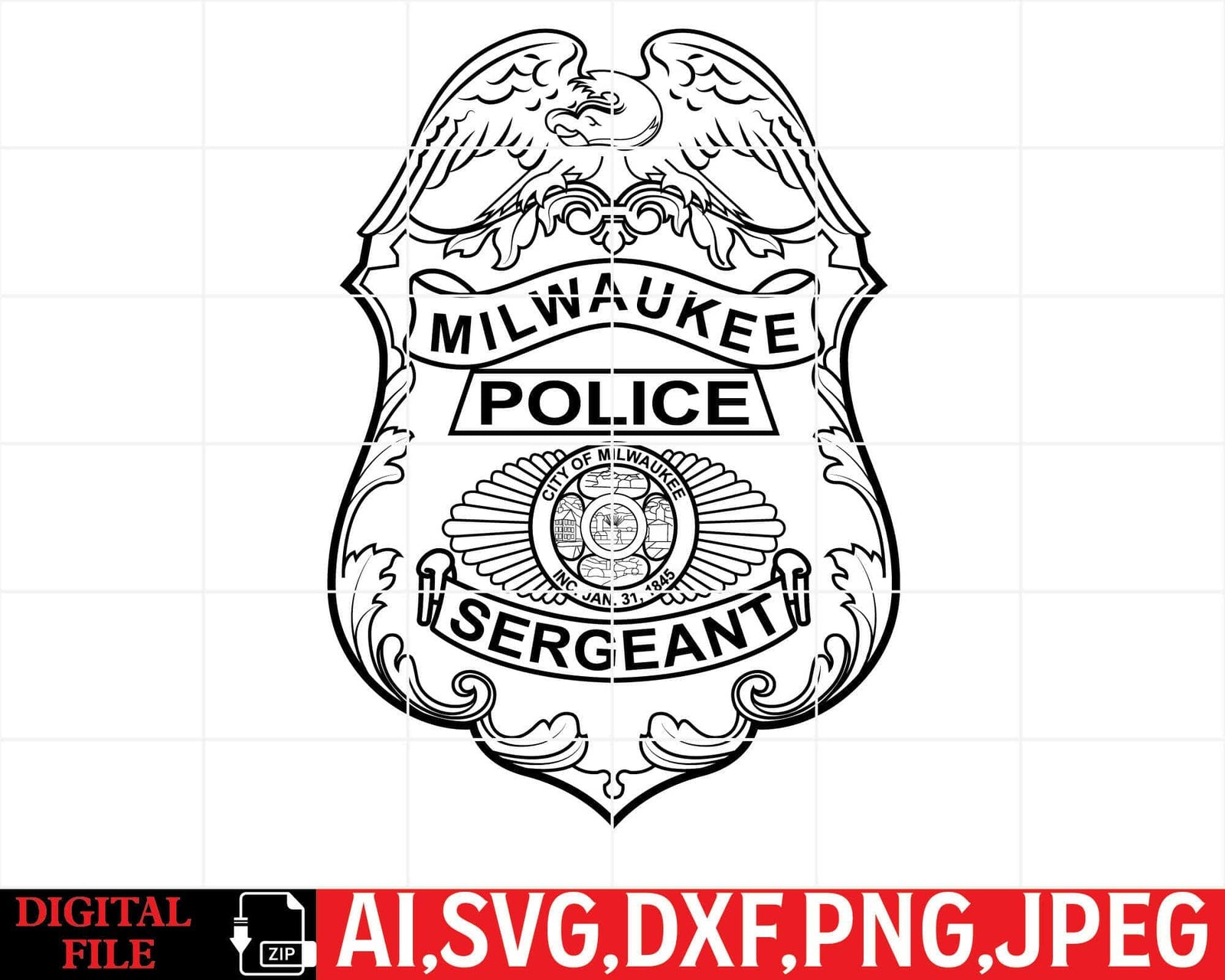 City of Milwaukee Police Sergeant Badge | Silhouettefile