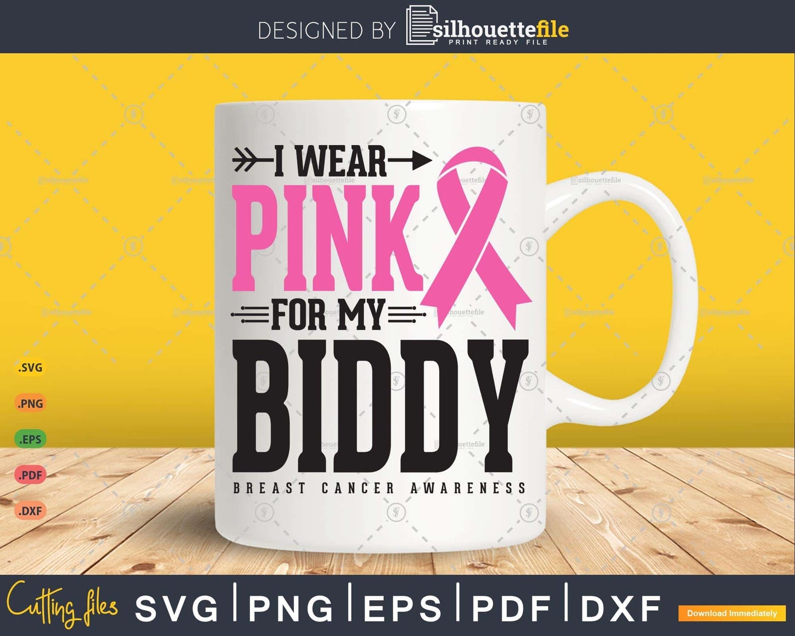 I wear Pink for my Biddy Svg T-shirt Design | Silhouettefile