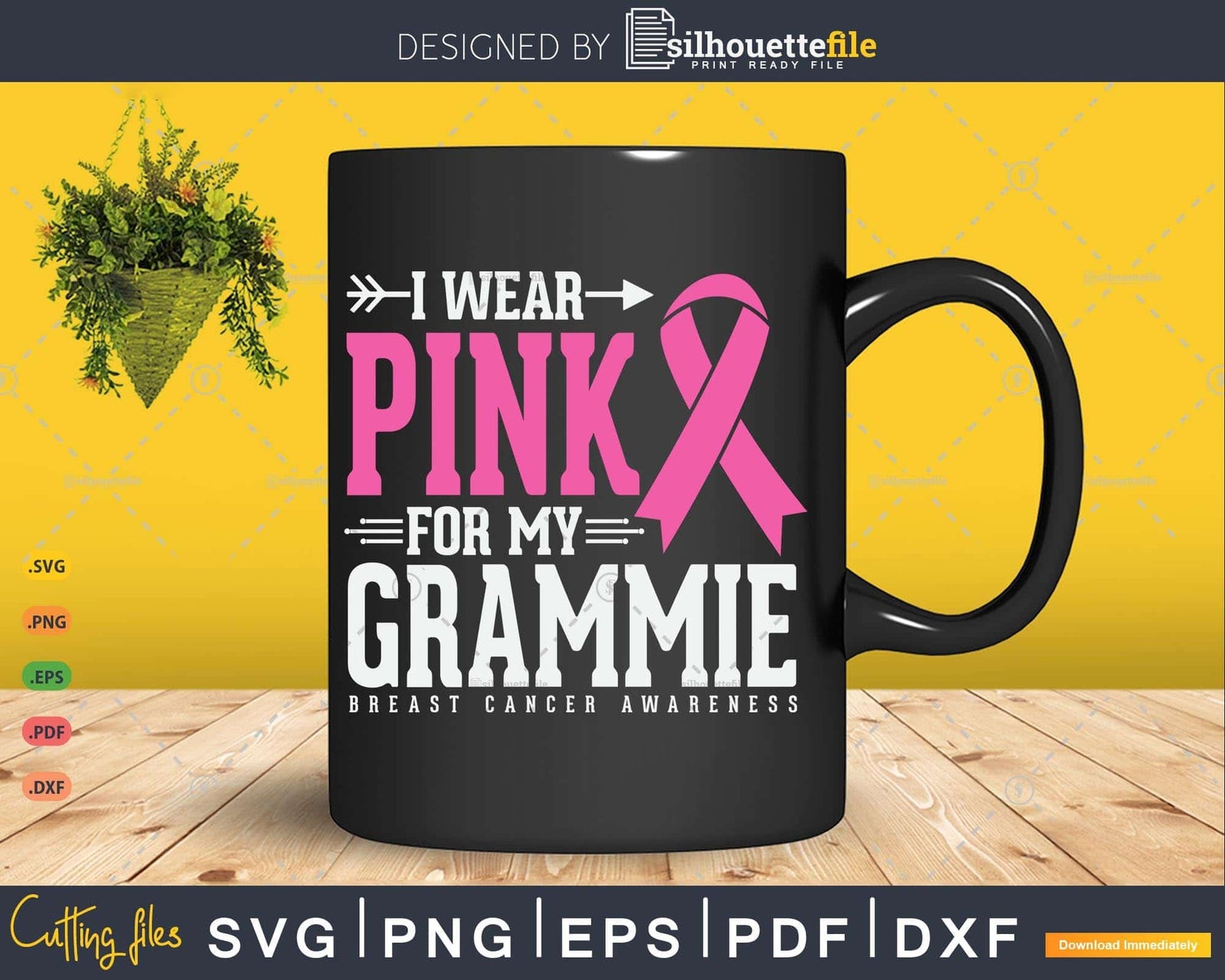 I wear Pink for my Grammie Cancer Warrior Svg & Png | Silhouettefile