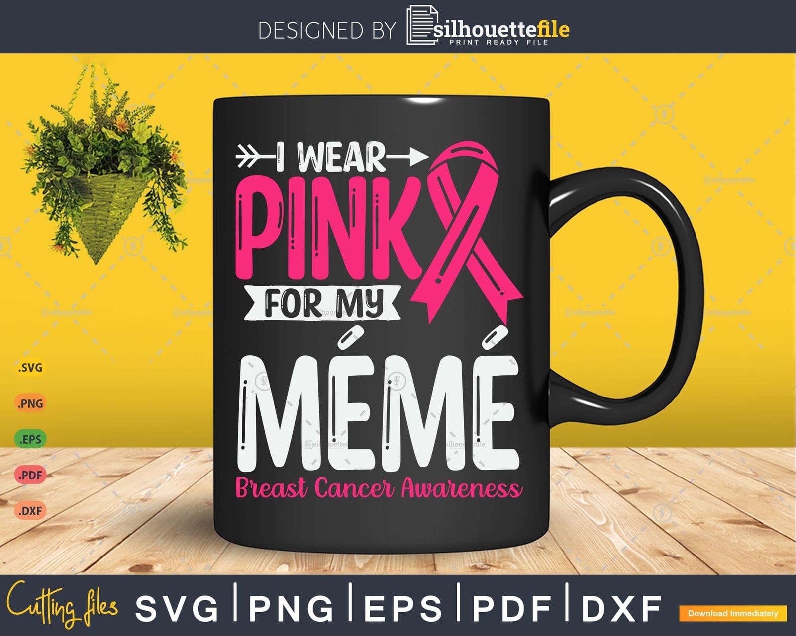 I wear Pink for my mémé Svg & Png | Silhouettefile