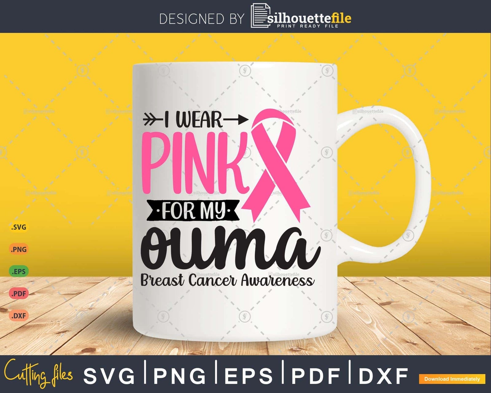 I wear Pink for my Ouma Survivor Svg T-shirt Design | Silhouettefile