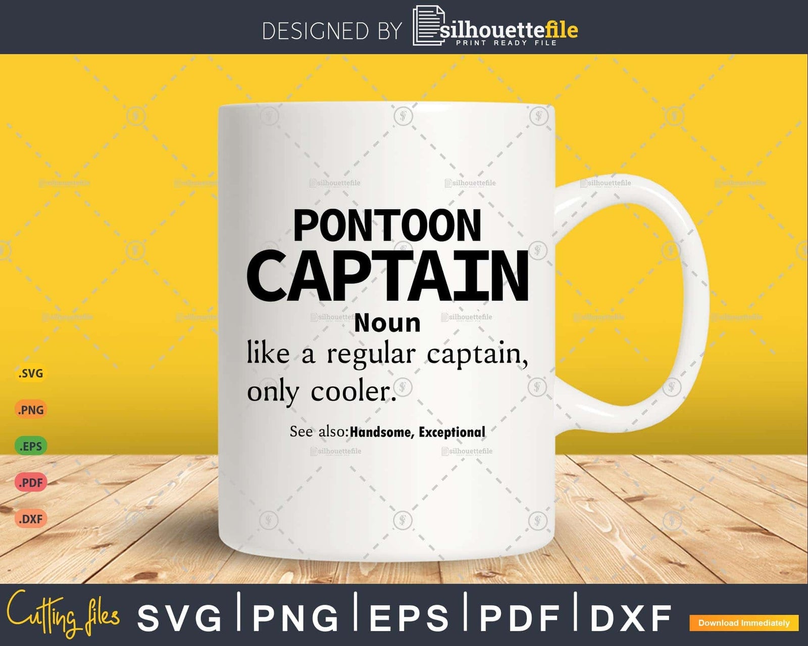 Pontoon Captain Definition Funny Pontoon Boat Boating Gift Svg Files ...