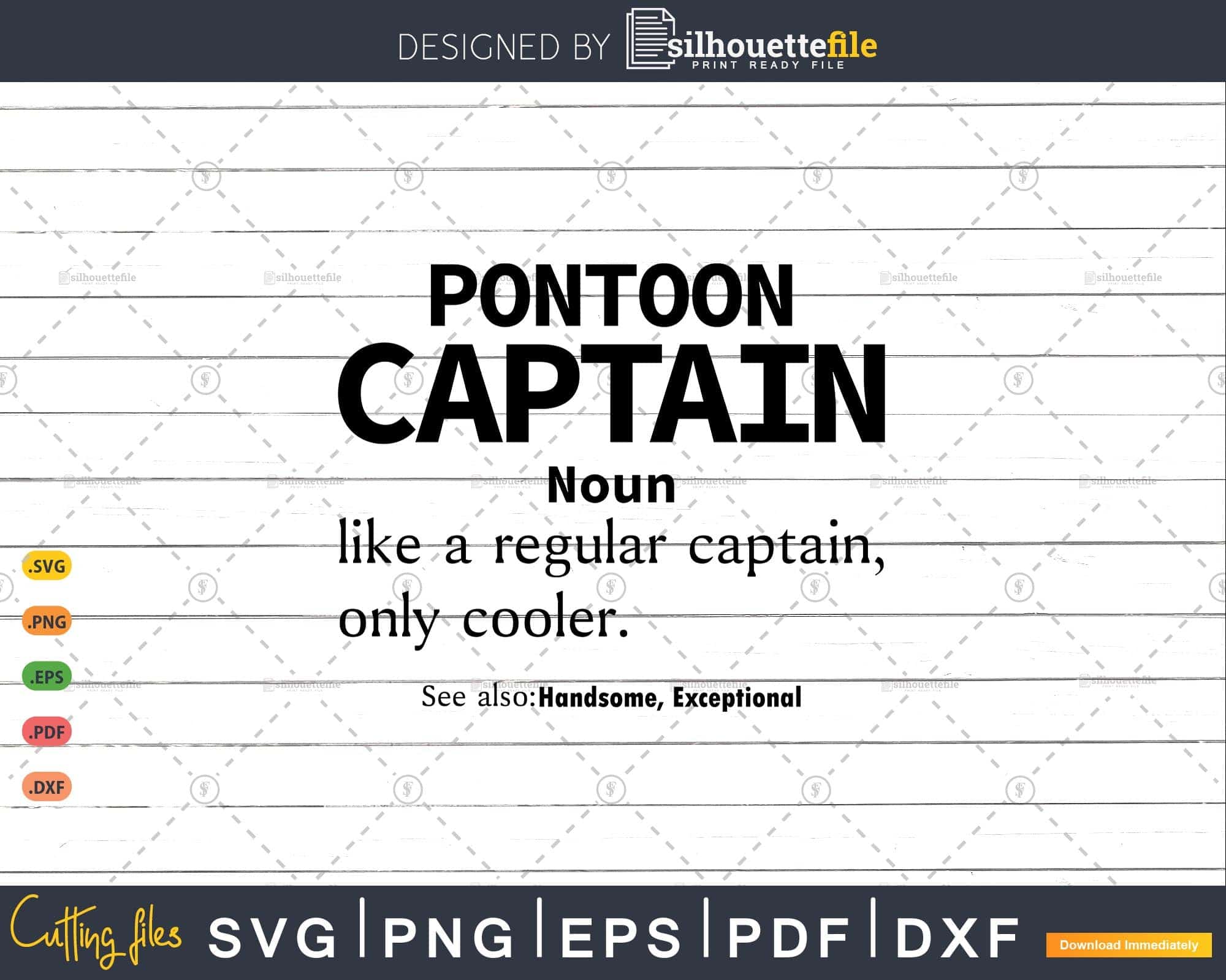 Pontoon Captain Definition Funny Pontoon Boat Boating Gift Svg Files ...