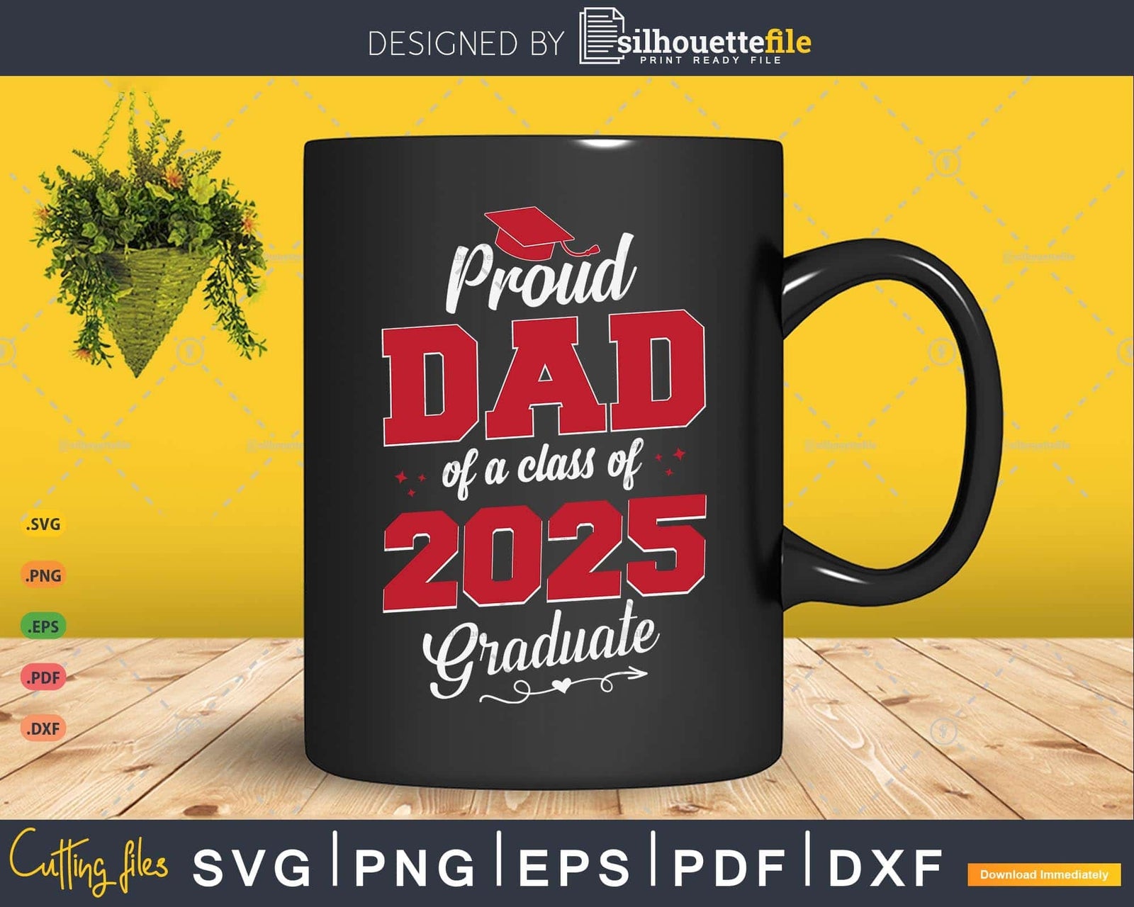 Proud Dad 2025 Graduate SVG Digital Artwork | Silhouettefile
