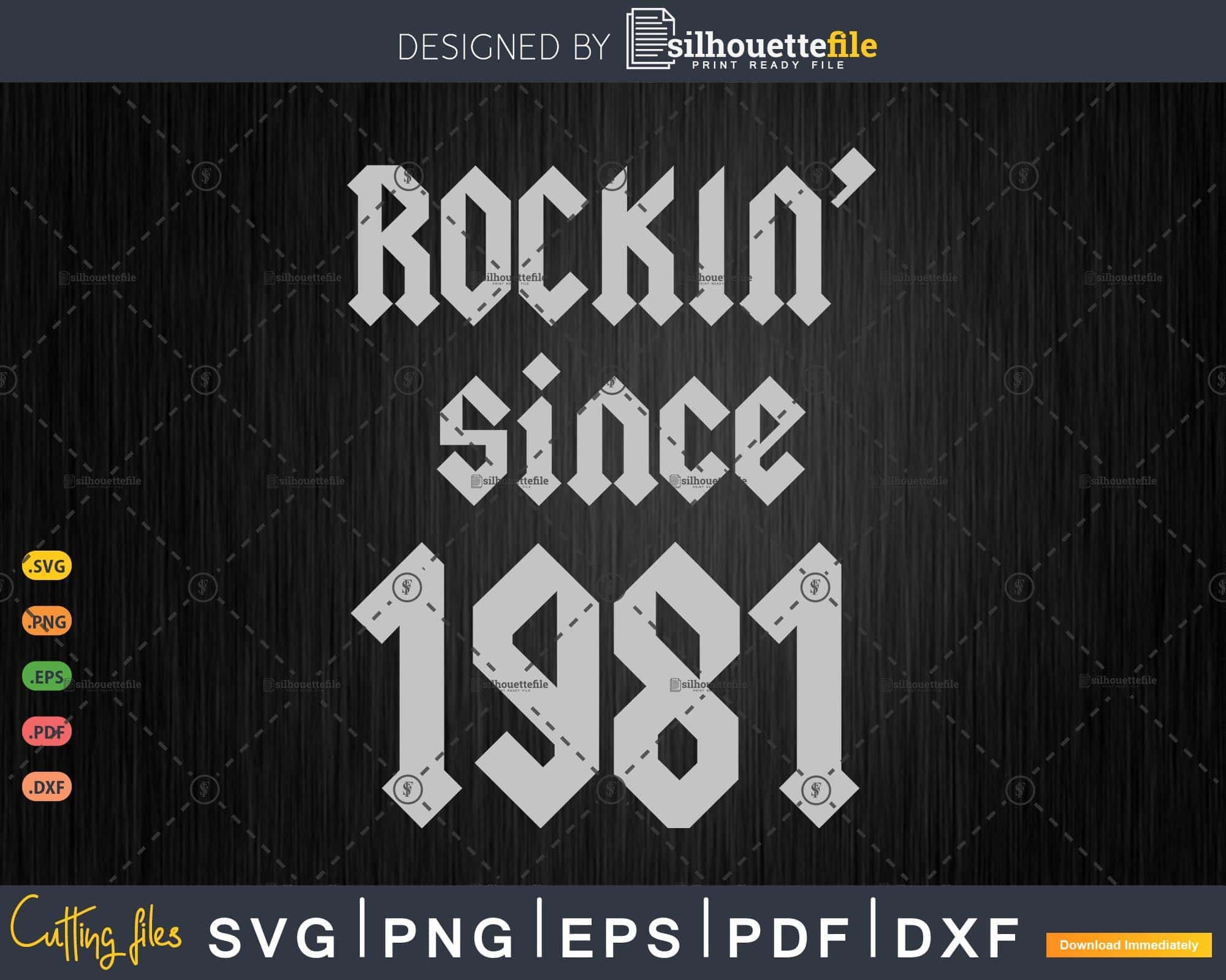 Rockin Since 1981 Classic Rock Year Of Birth 42nd Birthday Svg Shirts ...