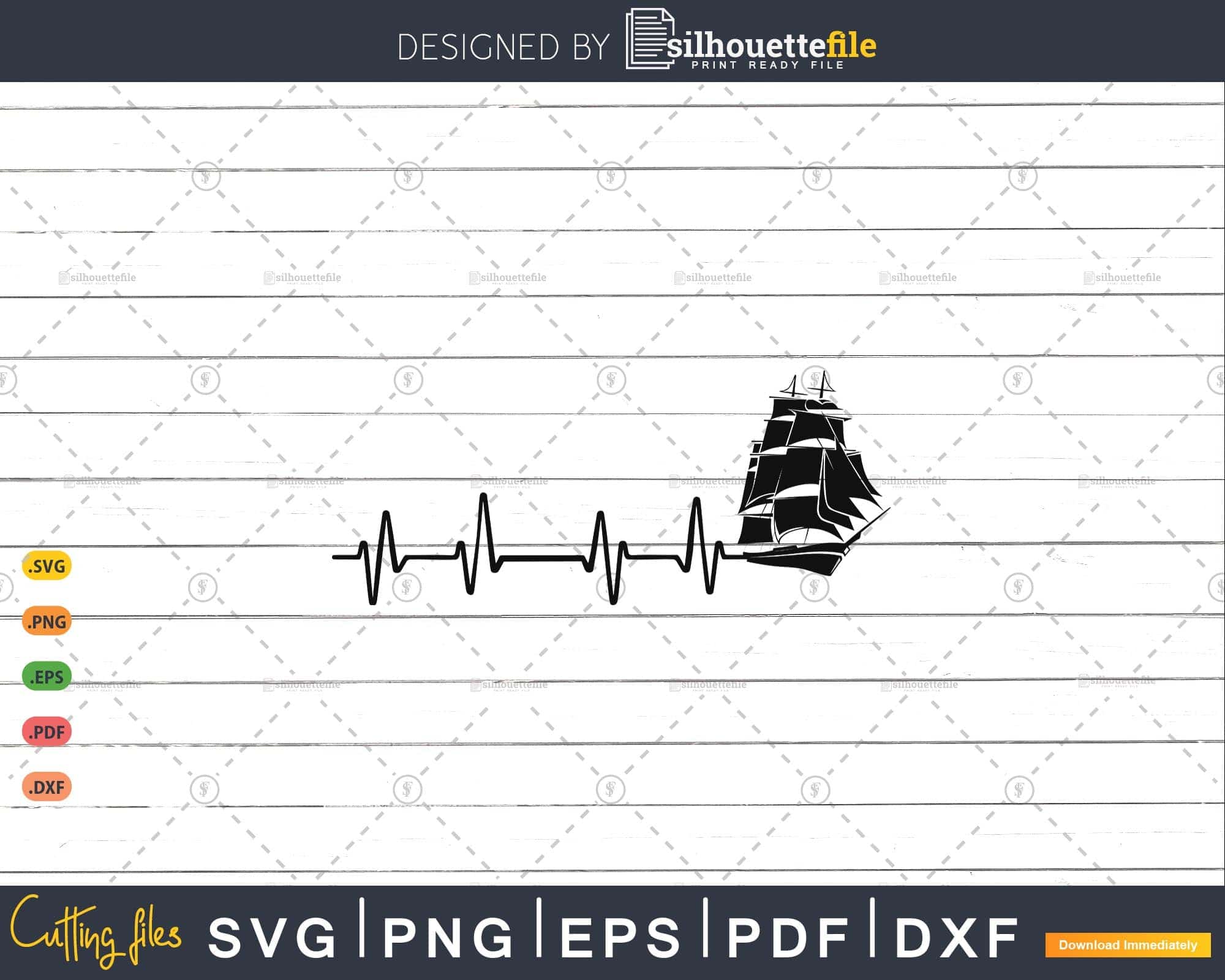 Sea Captain Gift Sail Boat Heartbeat Boat Sailing Svg Cut Files ...