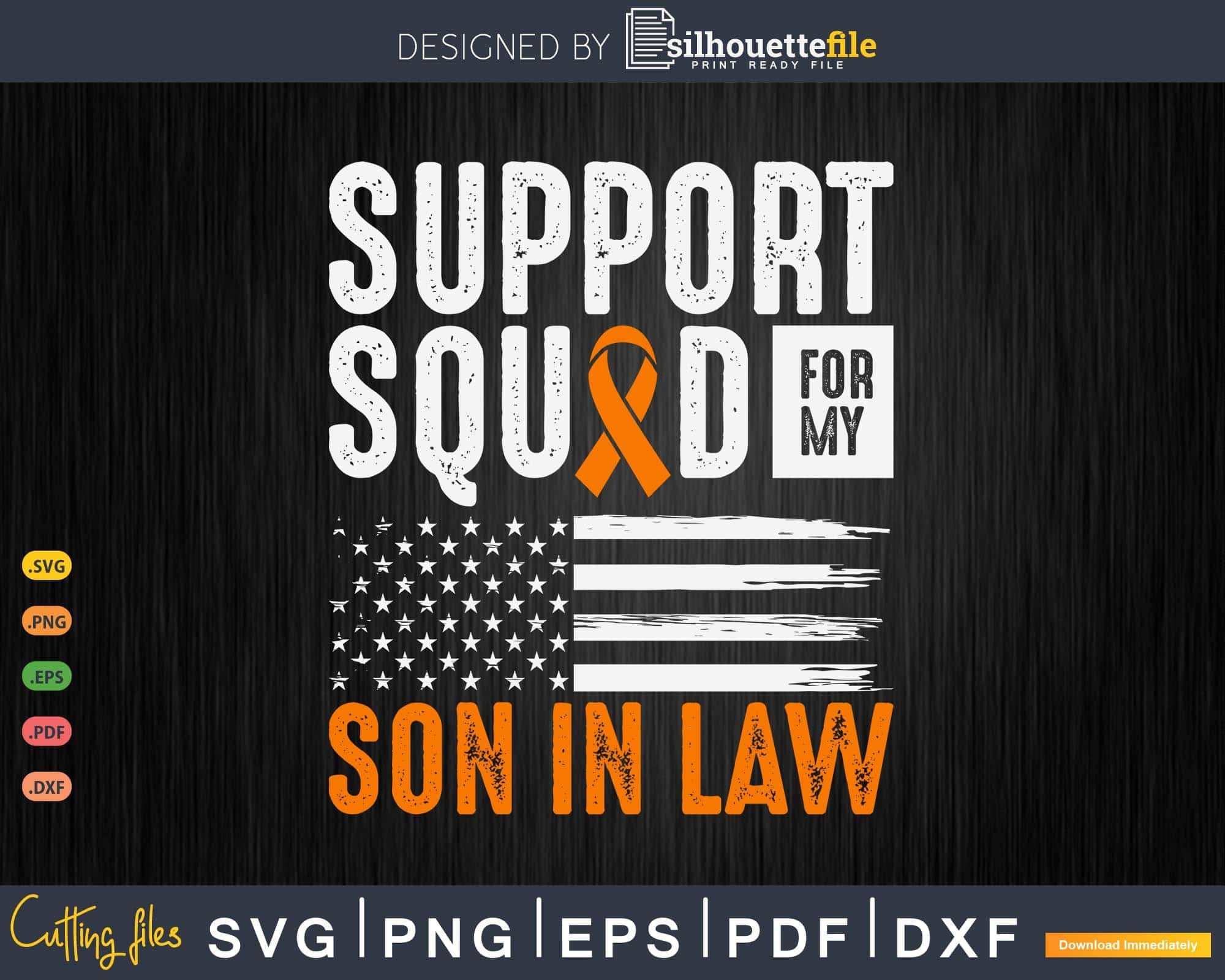 Son In Law Kidney Cancer Awareness Flag Family Support Gifts Svg ...