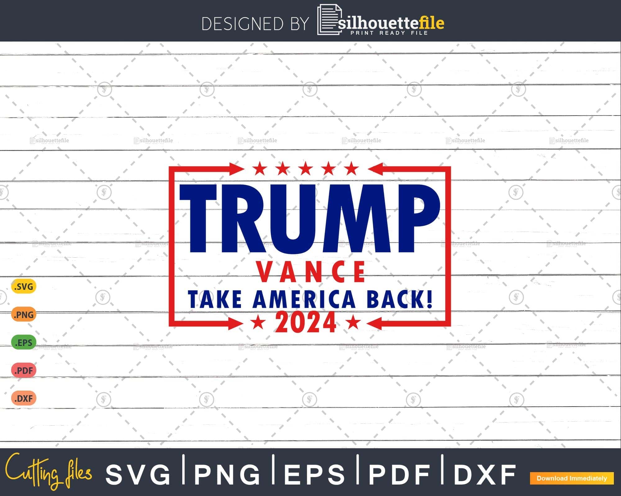 Trump Vance 2024 Take America Back Svg Png | Silhouettefile