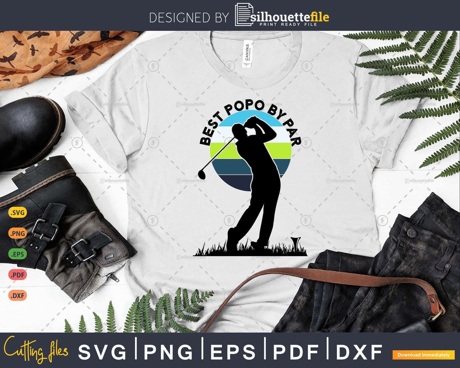 Vintage Best Popo By Par Golfer Sports Svg Cut Files | Silhouettefile