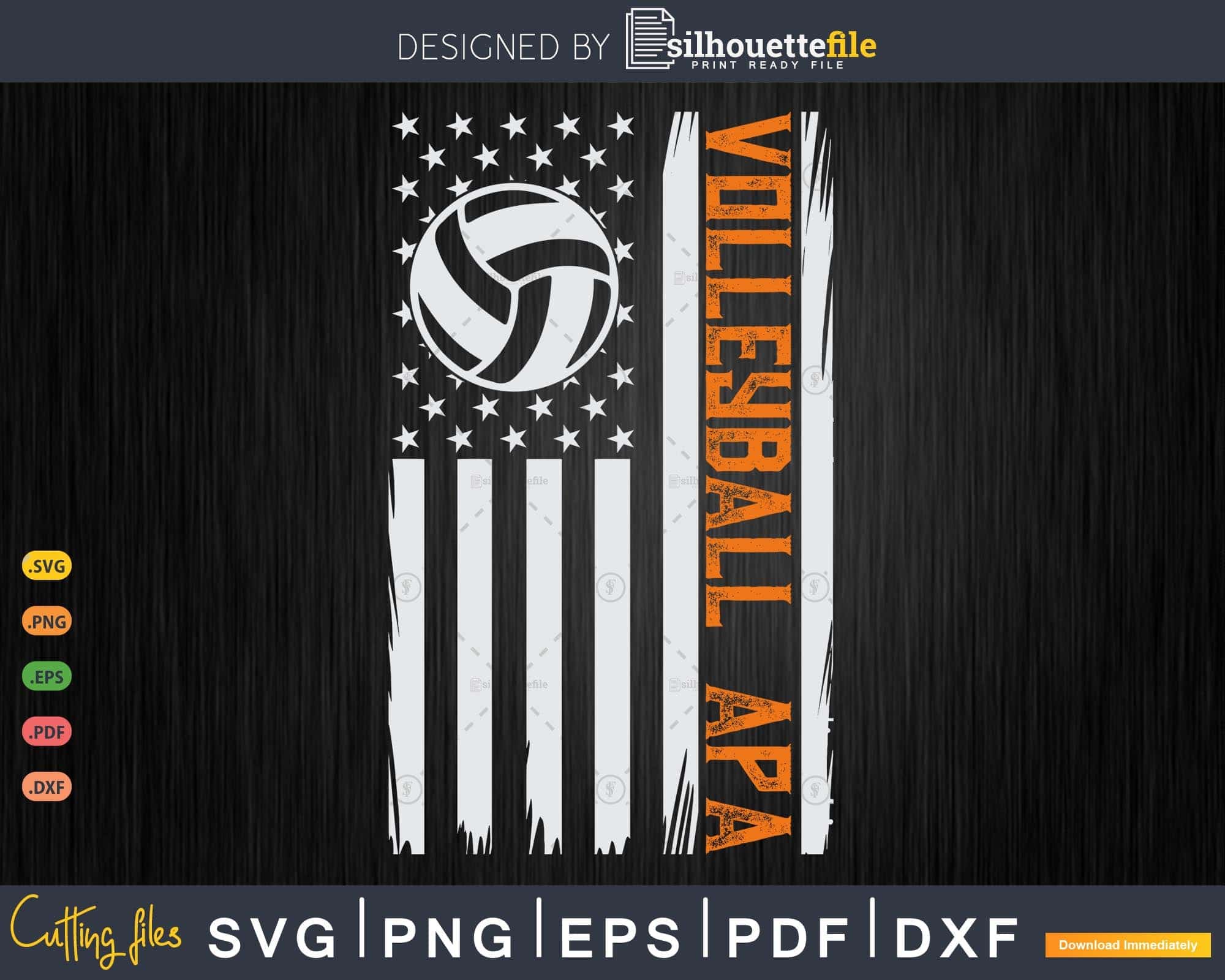 Vintage Volleyball Apa USA Flag Retro Fathers Day Daddy Papa Svg Files ...