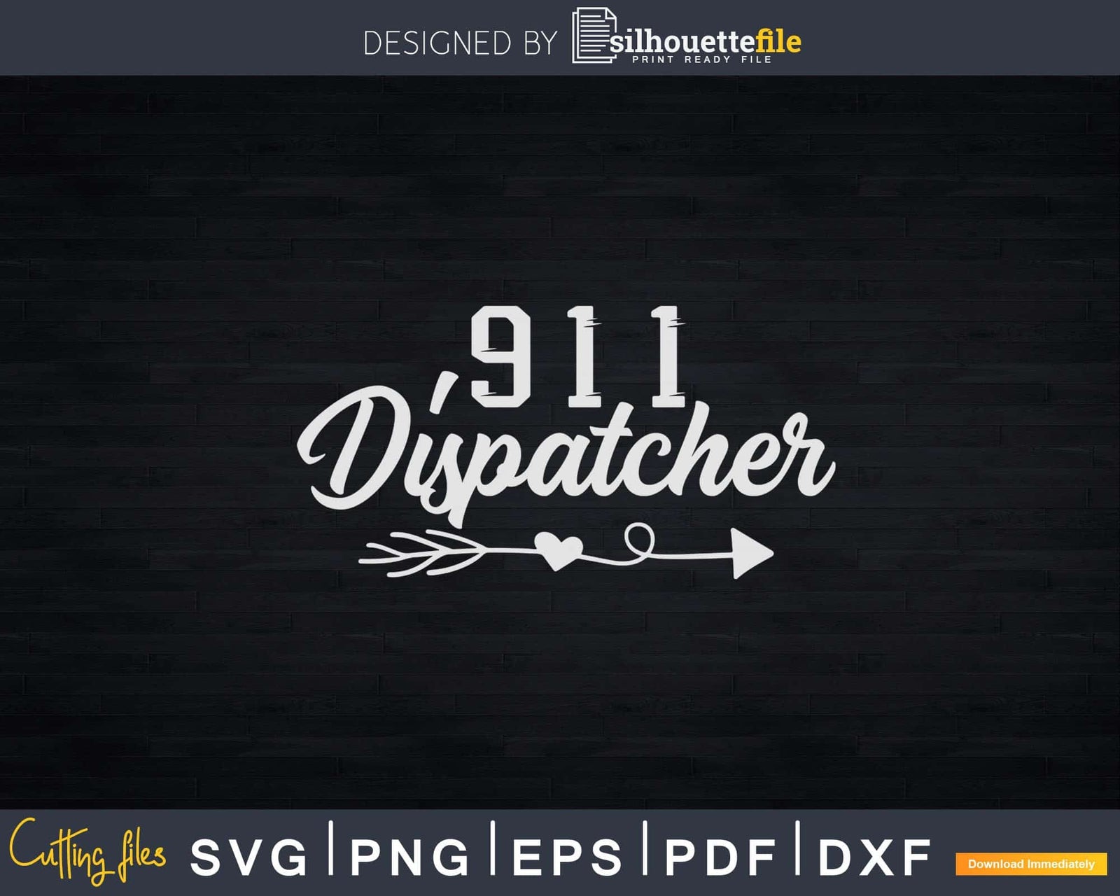 911 Dispatcher Heart & Arrow Svg T-shirt Design | Silhouettefile