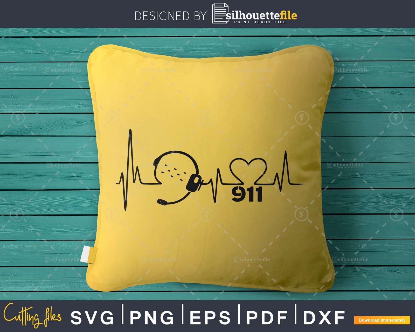 911 Dispatcher Heartbeat Headset svg cut files for silhouette ...