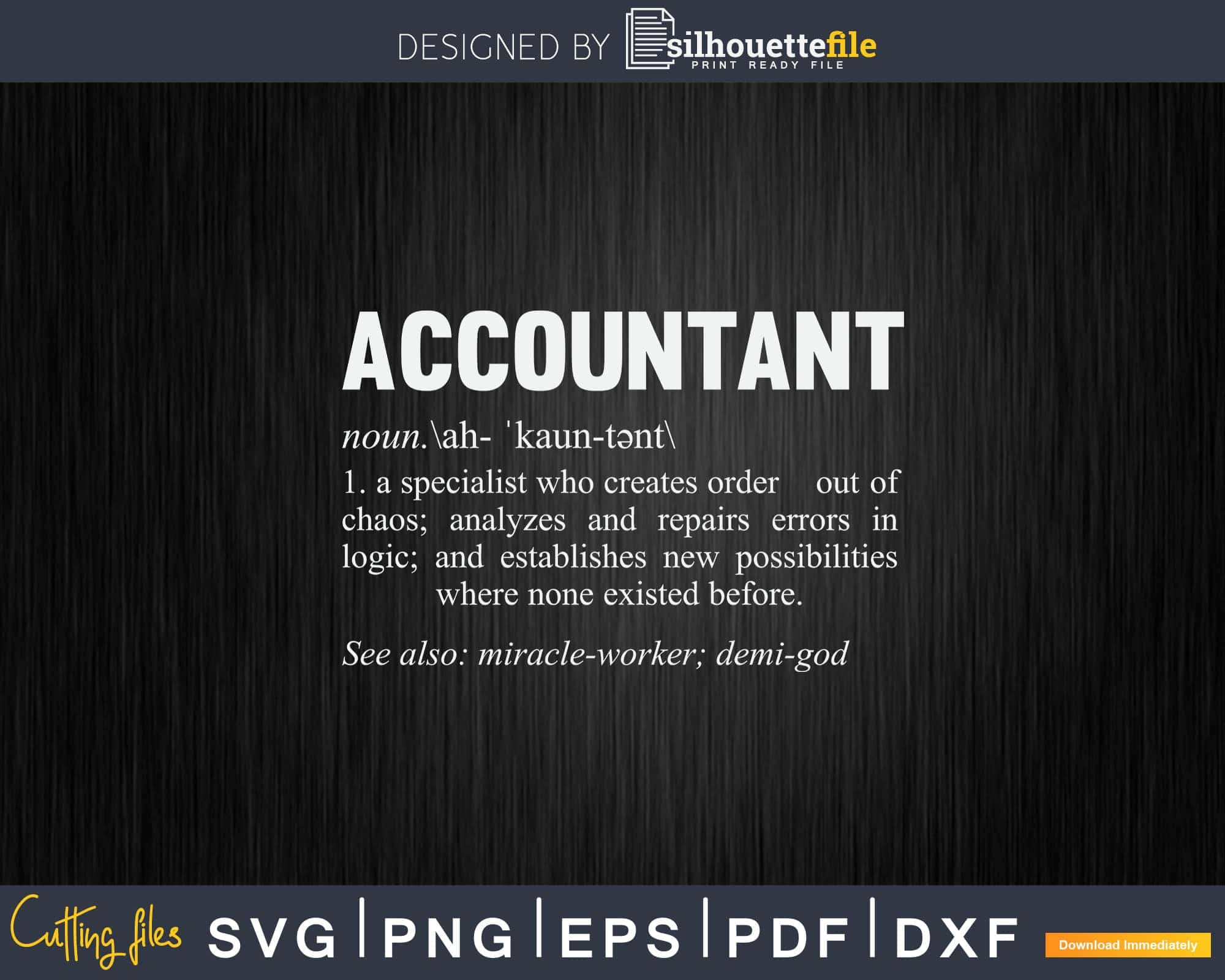 Accountant Definition Funny Bookkeeper Gag Svg Png Cricut | Silhouettefile