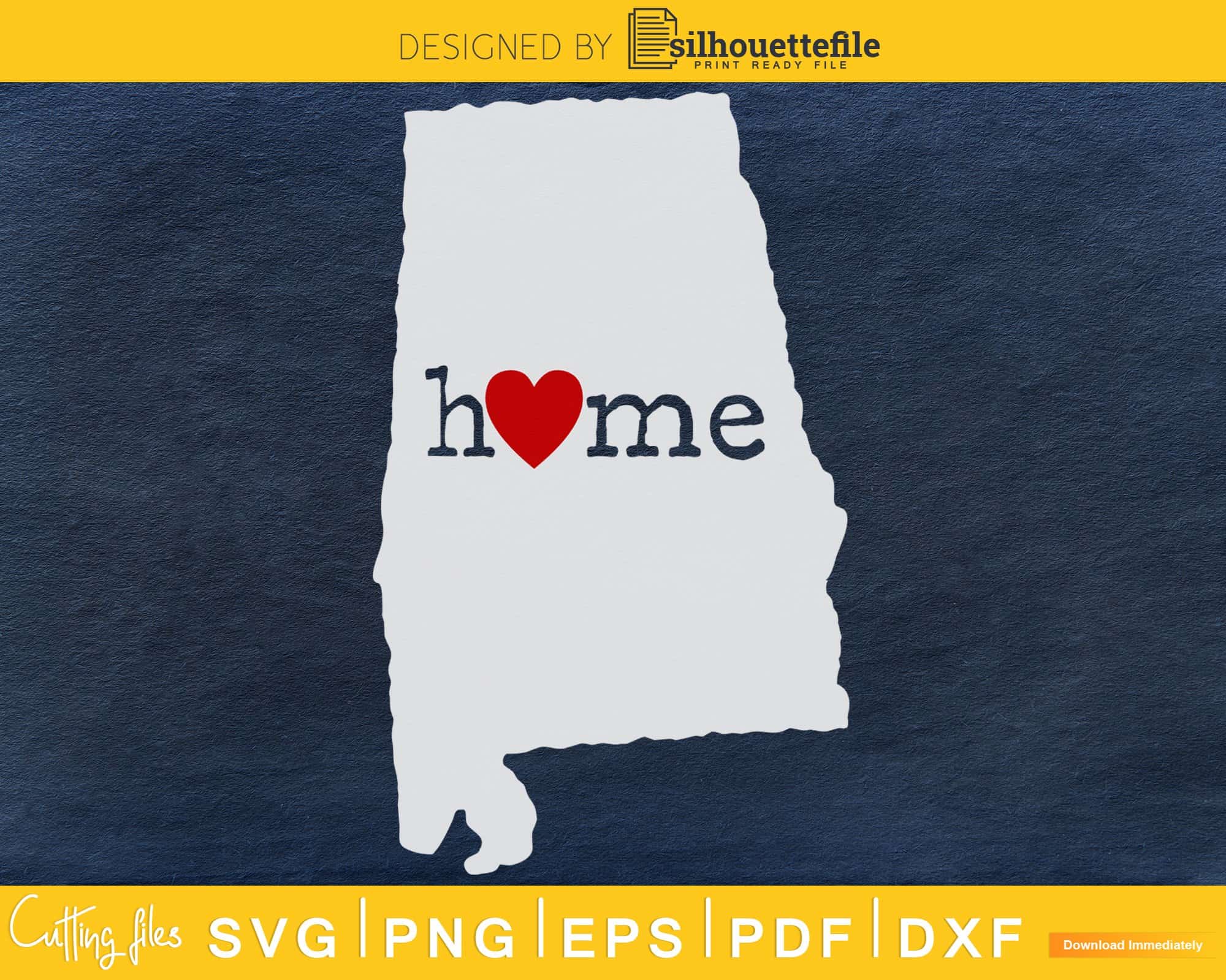 Alabama AL Home Heart Native Map svg cricut print-ready cutting files ...