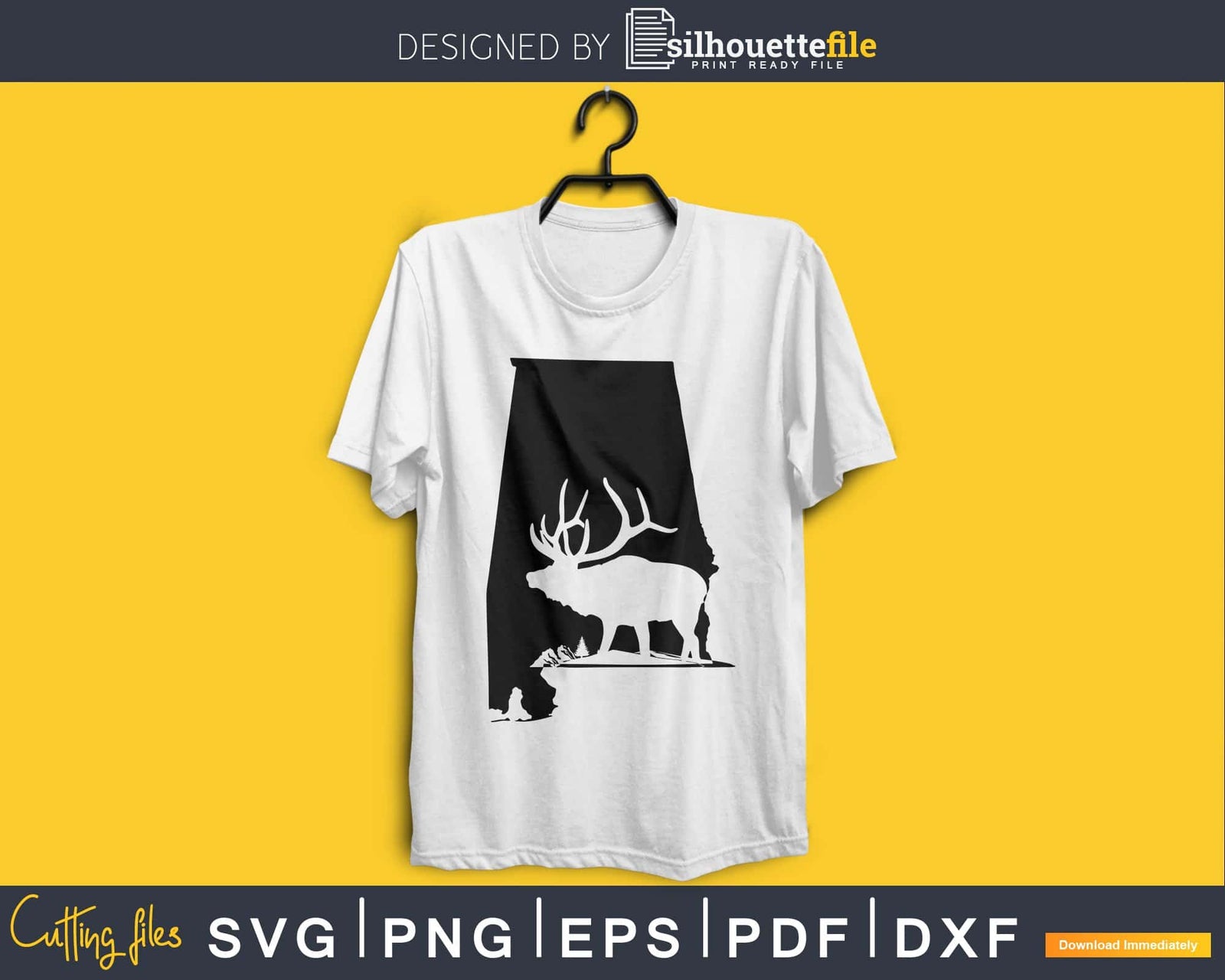 Alabama Deer Hunting map silhouette svg digital file | Silhouettefile