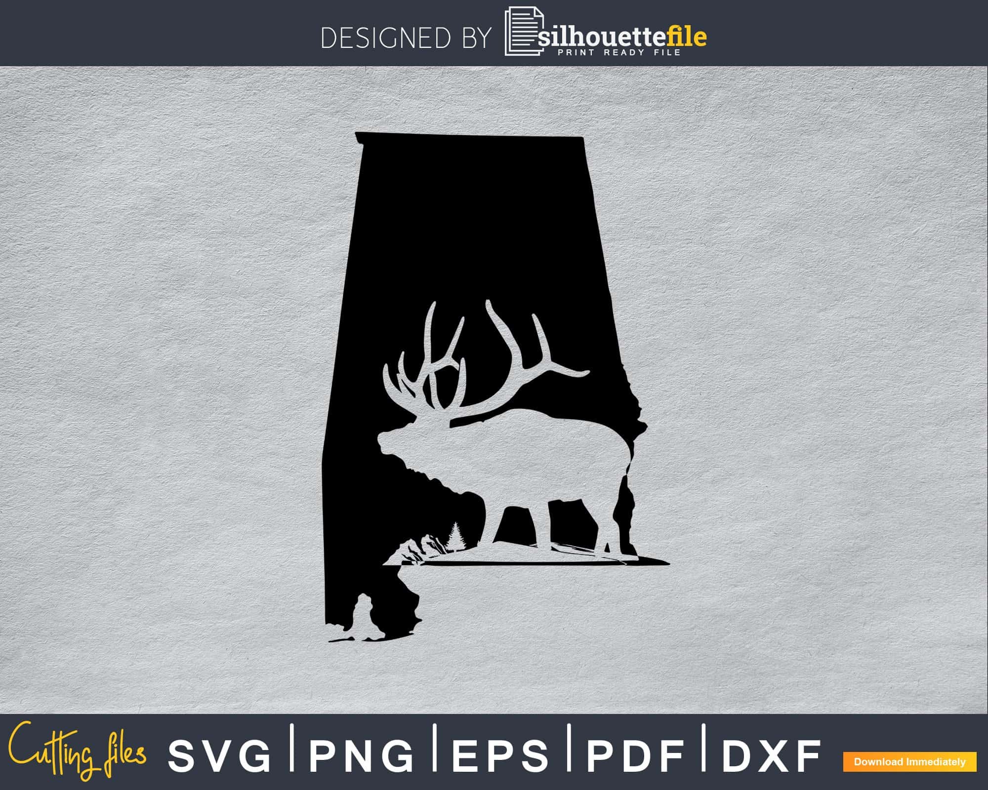Alabama Deer Hunting map silhouette svg digital file | Silhouettefile