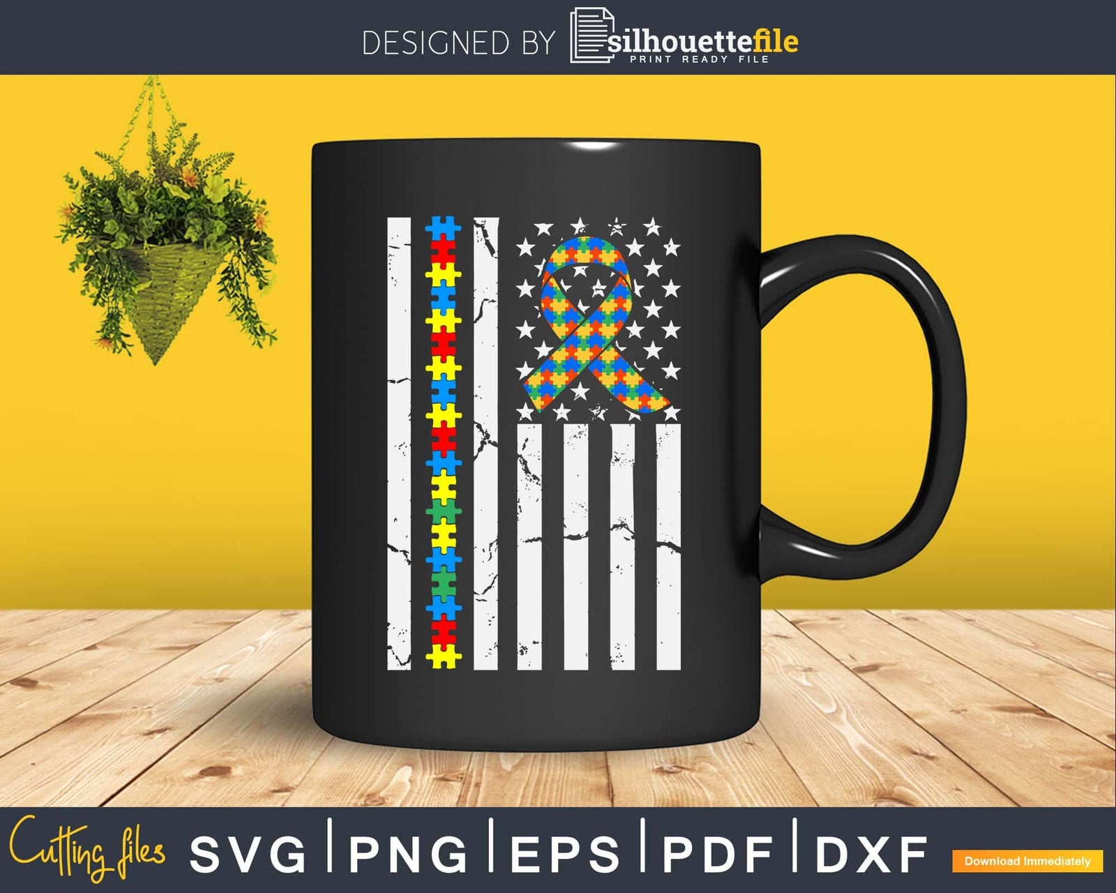American Flag Distressed Autism Awareness Svg Dxf Png Cricut ...