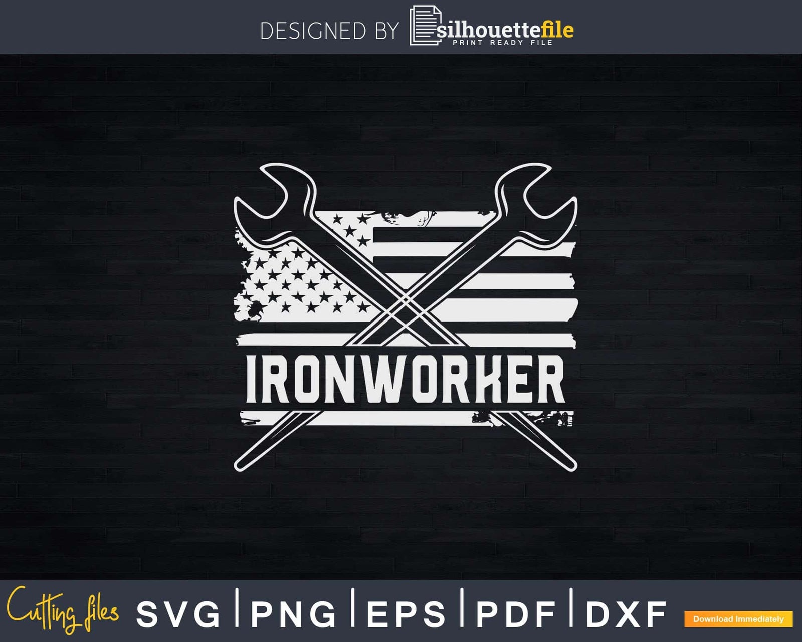 American Ironworker Crossed Spud Wrench Svg Png Cut File | SilhouetteFile