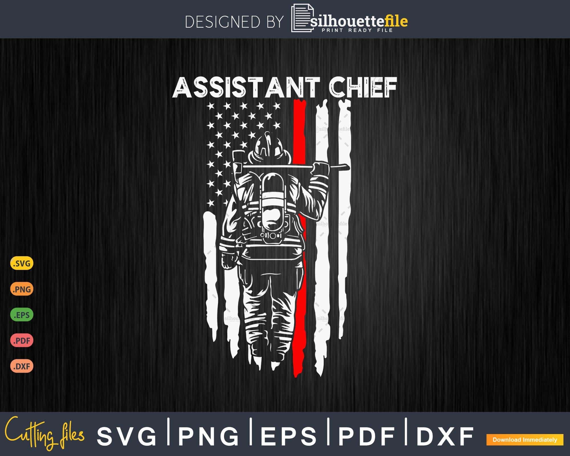 Assistant Chief Firefighter Fireman with Flag Gift Svg T-shirt Design ...