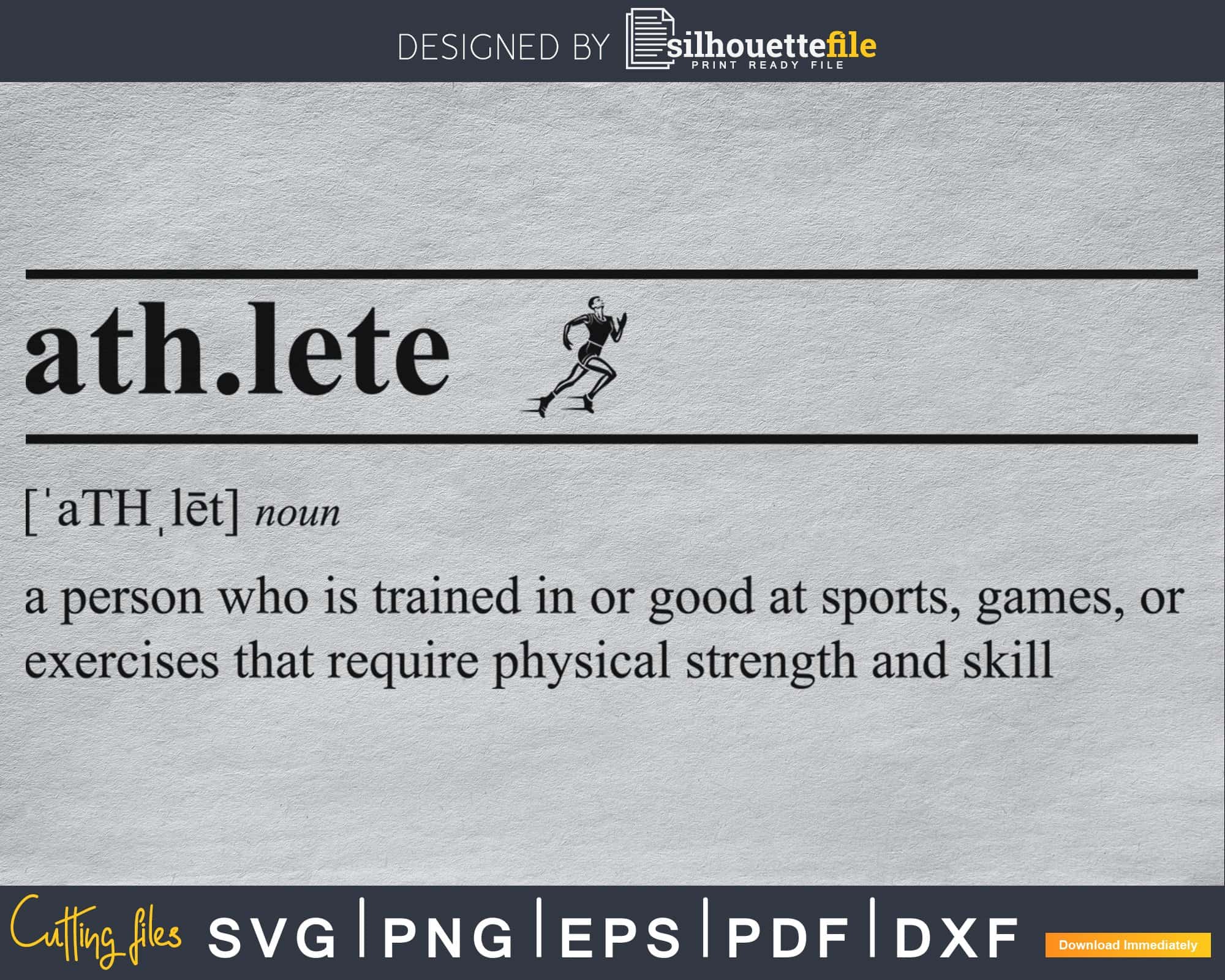 Athlete definition svg printable file | Silhouettefile