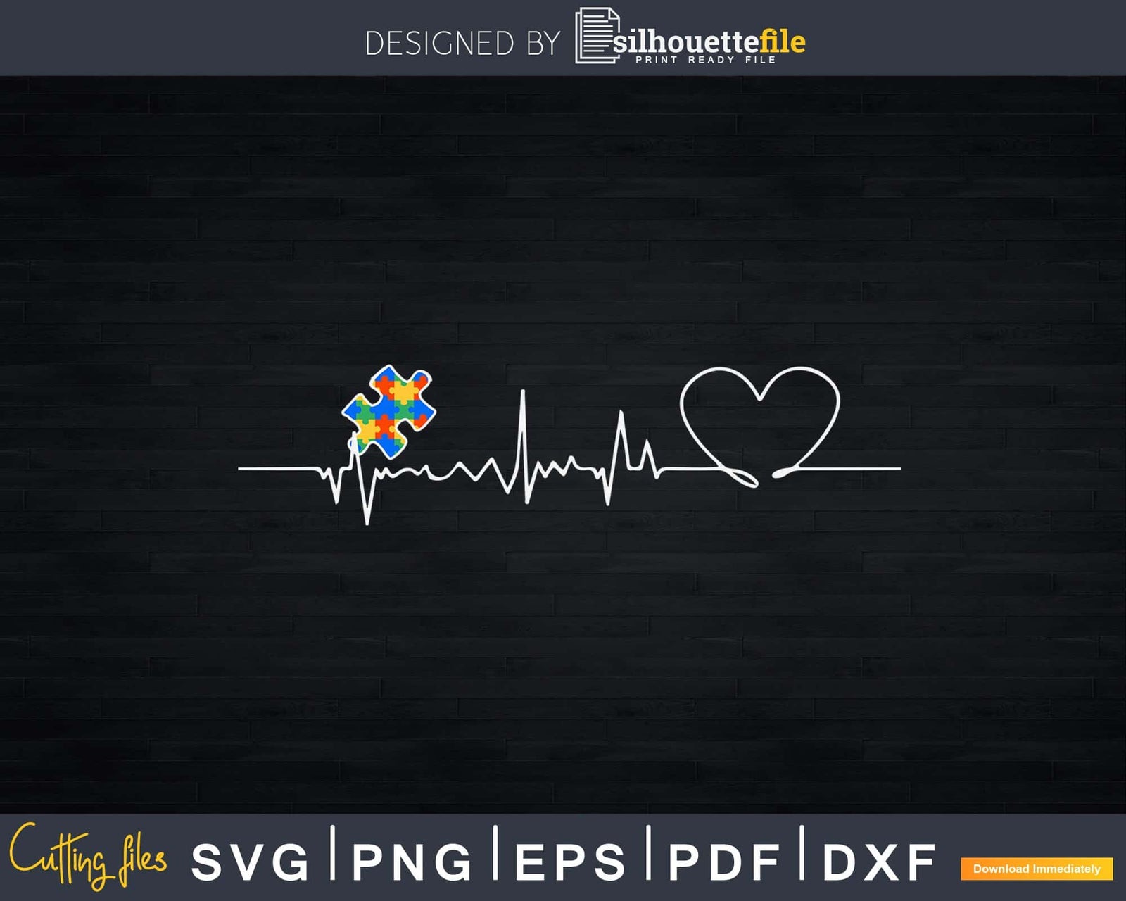 Autism Puzzle Heartbeat Svg Dxg Png Design Files | Silhouettefile